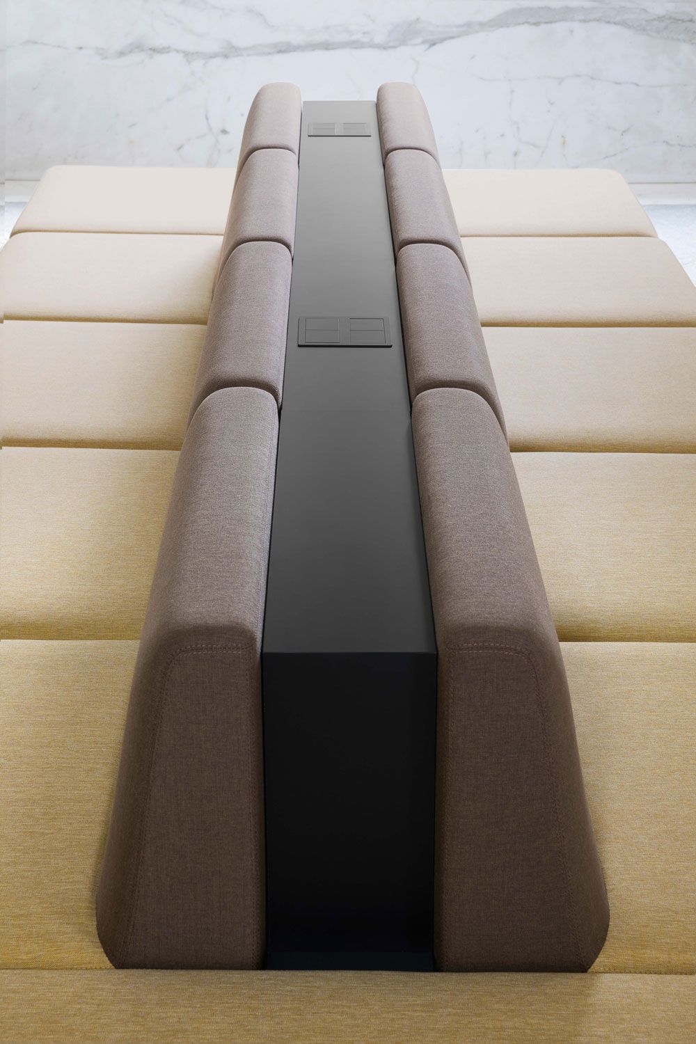 PONTE Fabric bench seating with back By Luxy | design Mario Ruiz