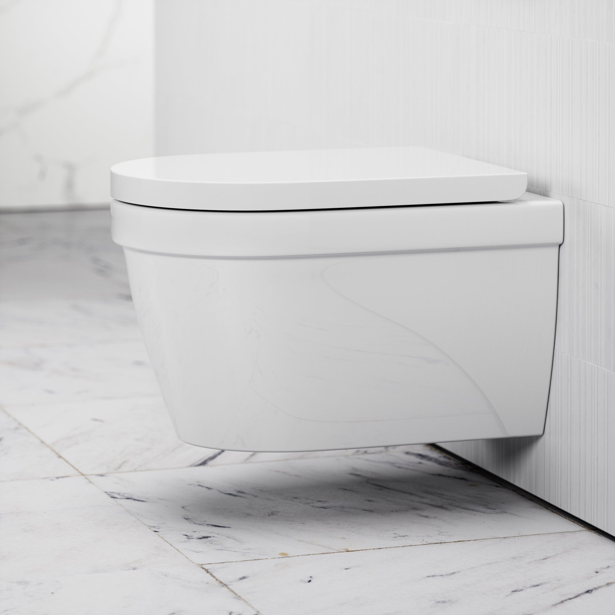 BERKELEY Wall-hung rimless ceramic toilet By LUSSO