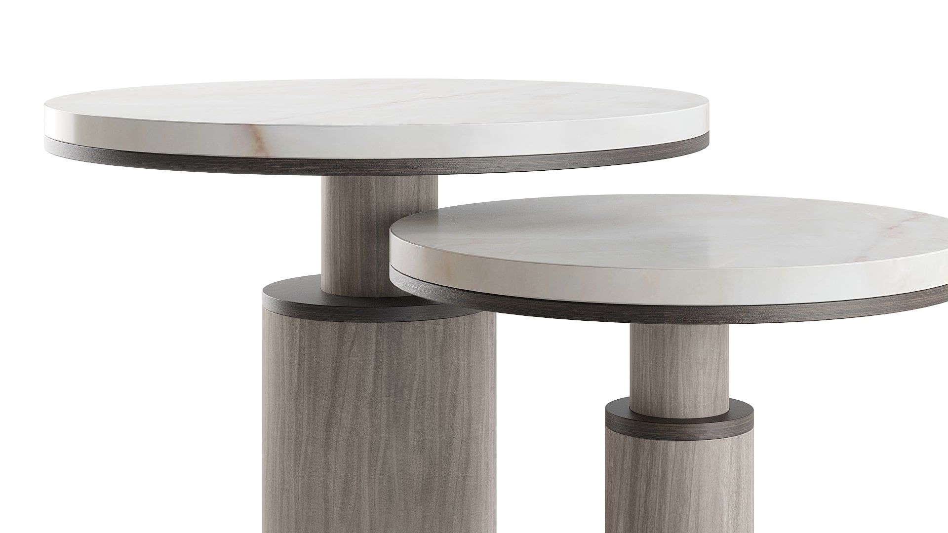 Round wooden and stone side table BERLIN By FRATO