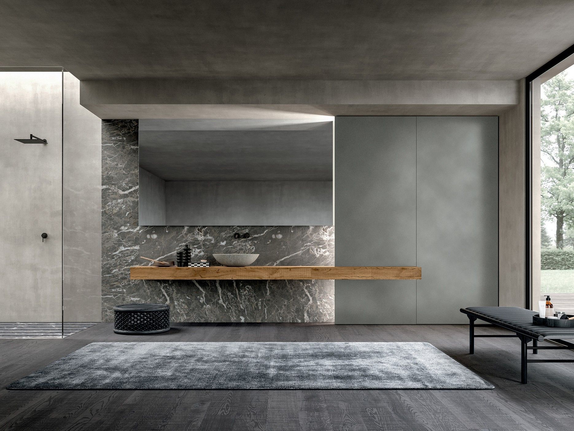 BLADE | Bathroom cabinet with mirror Blade Collection By MODULNOVA