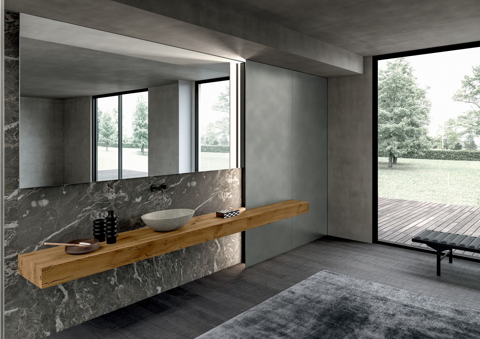 BLADE | Bathroom cabinet with mirror Blade Collection By MODULNOVA