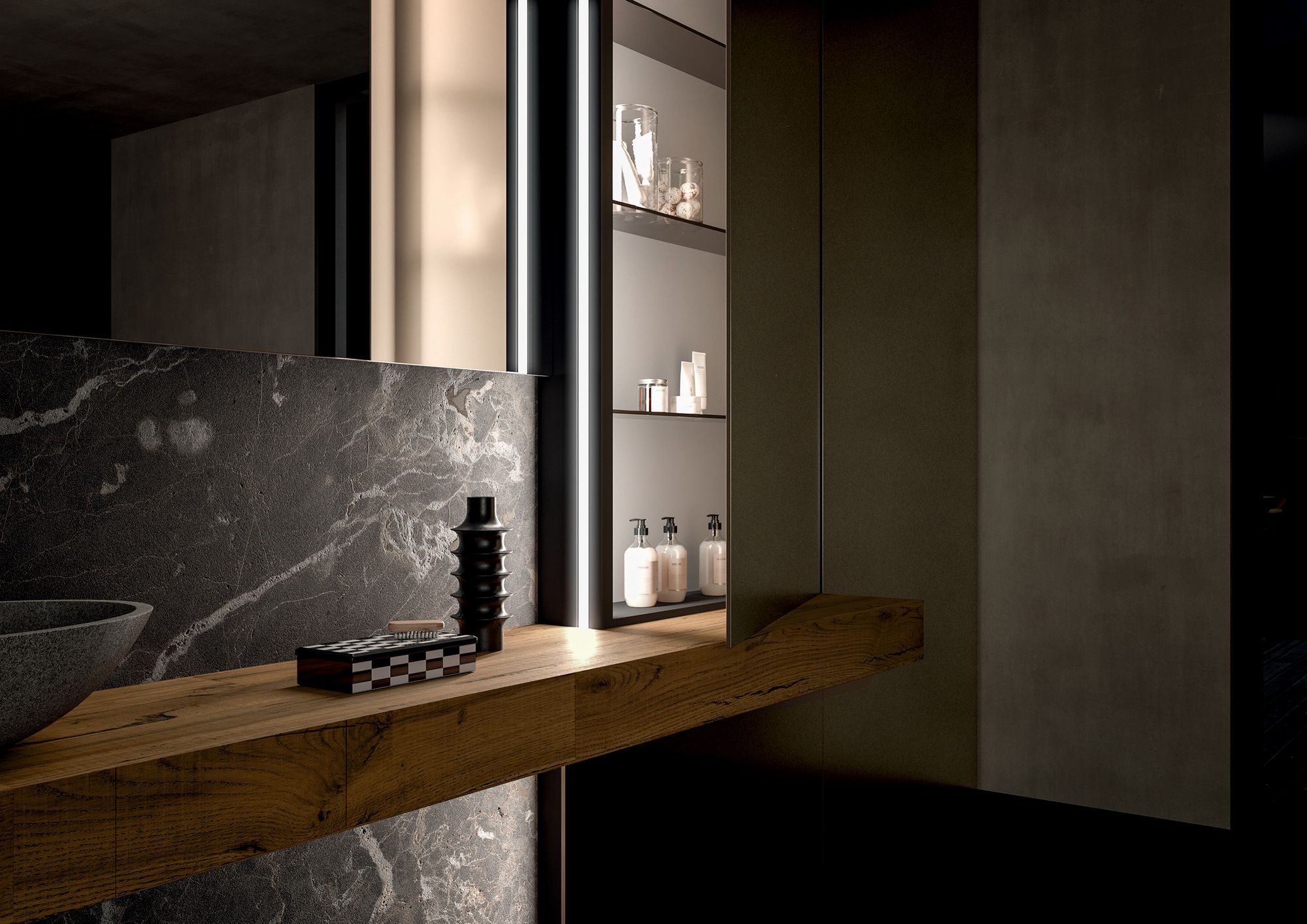 BLADE | Bathroom cabinet with mirror Blade Collection By MODULNOVA