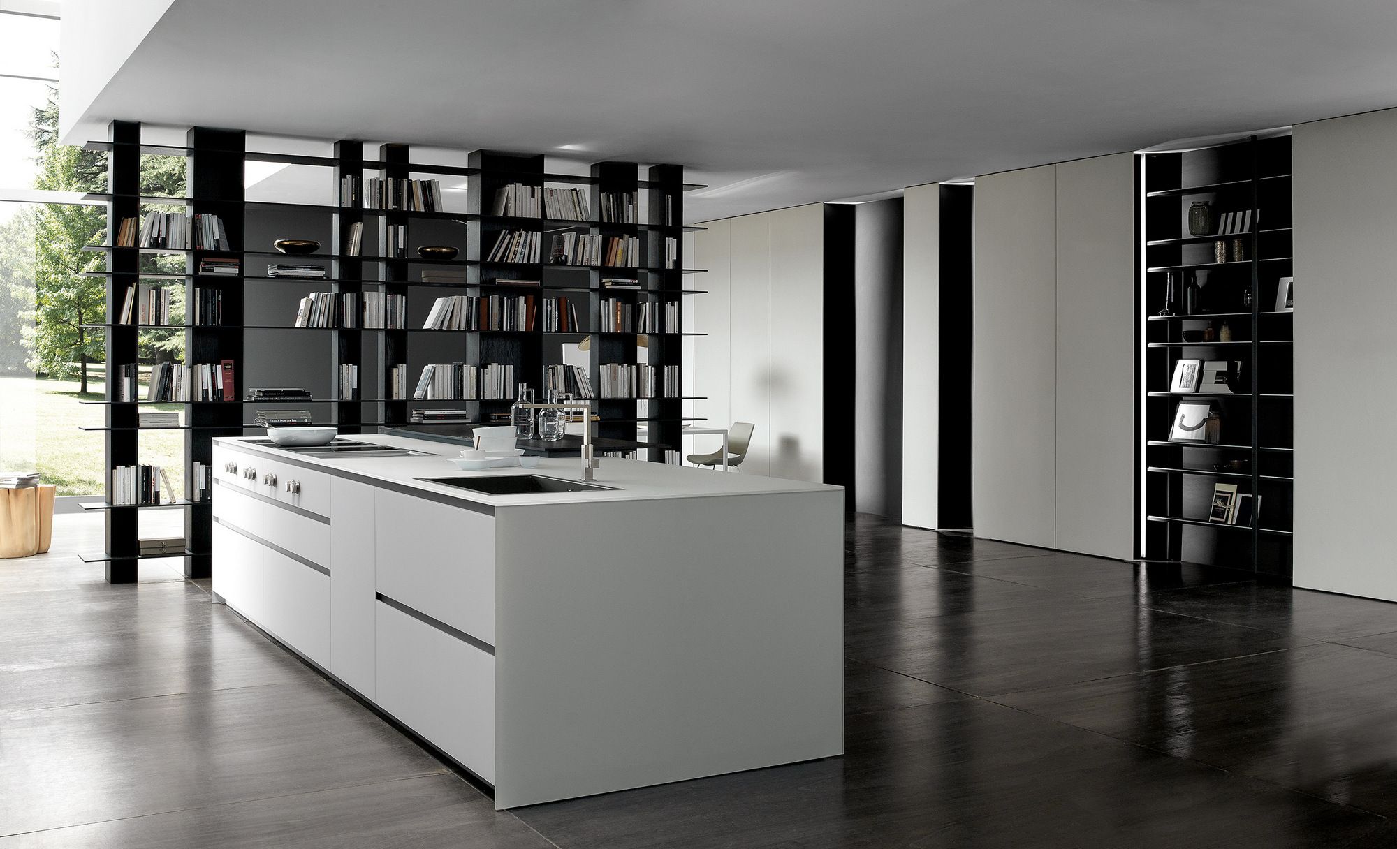 SKILL Libreria bifacciale in eucalipto con fissaggio pavimento-soffitto By MODULNOVA | design ...