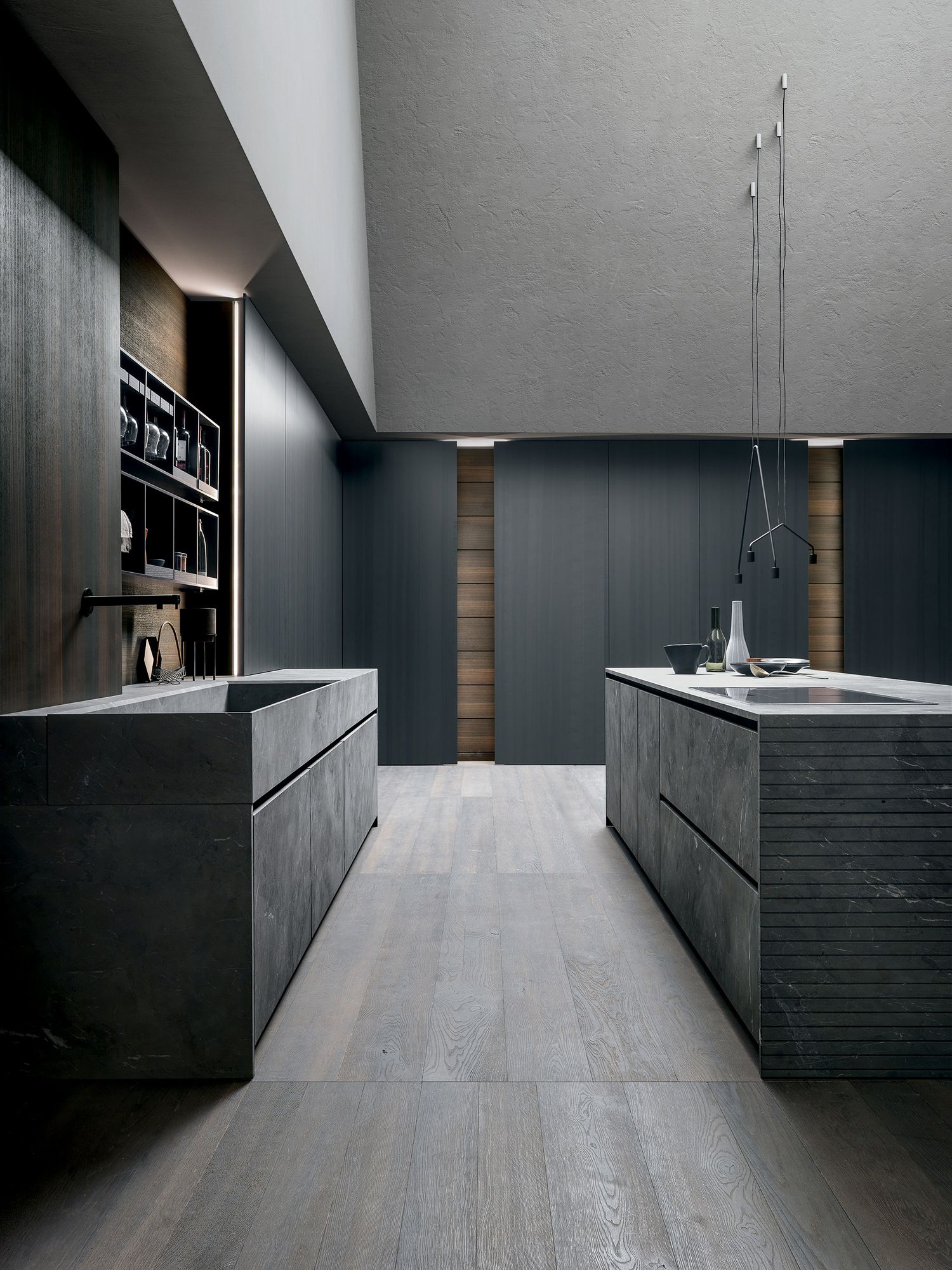 BLADE LAB | Kitchen Stone and eucalyptus veneer kitchen with island By ...