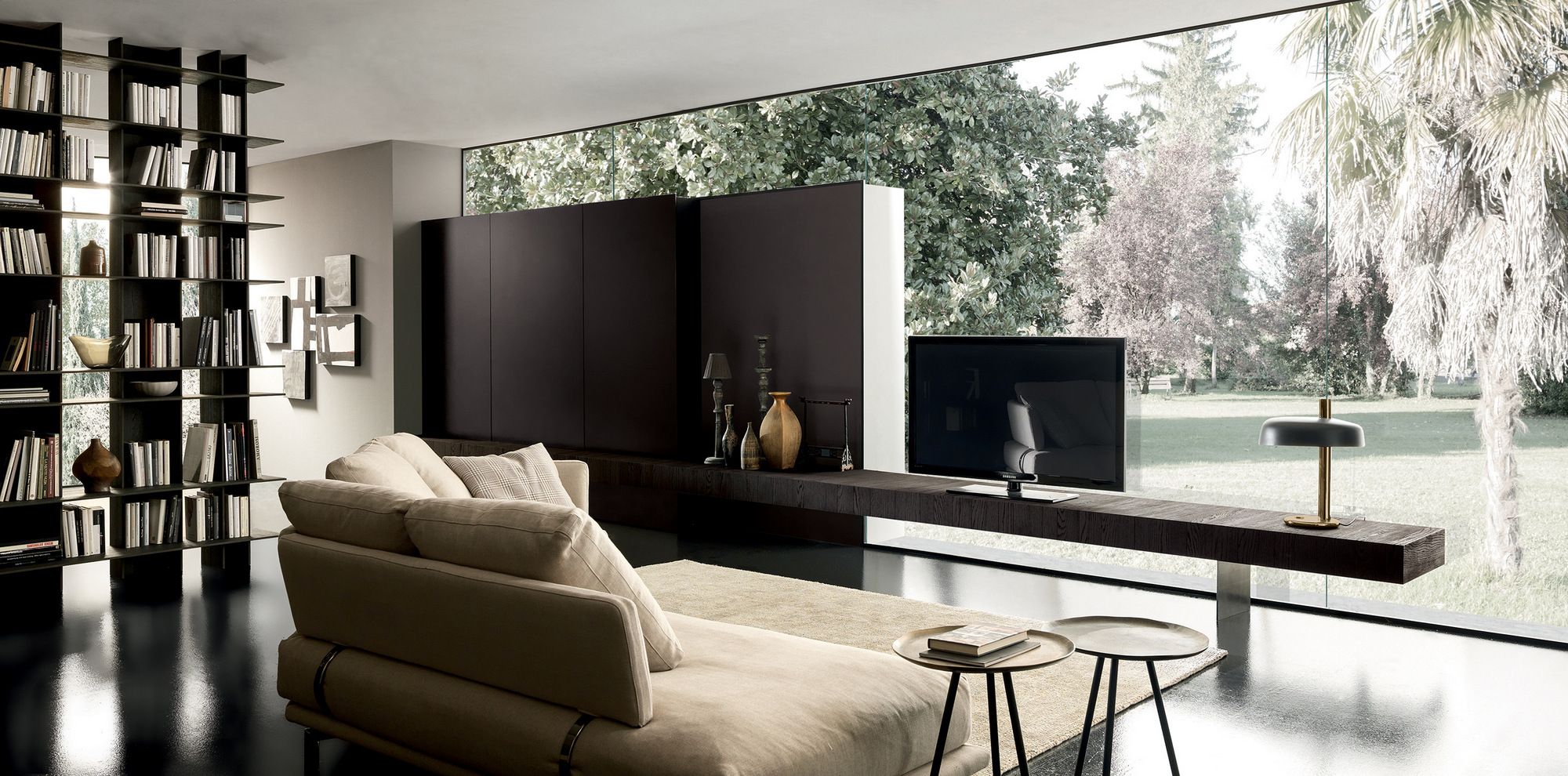 BLADE | Storage wall with integrated lighting Blade Collection By MODULNOVA