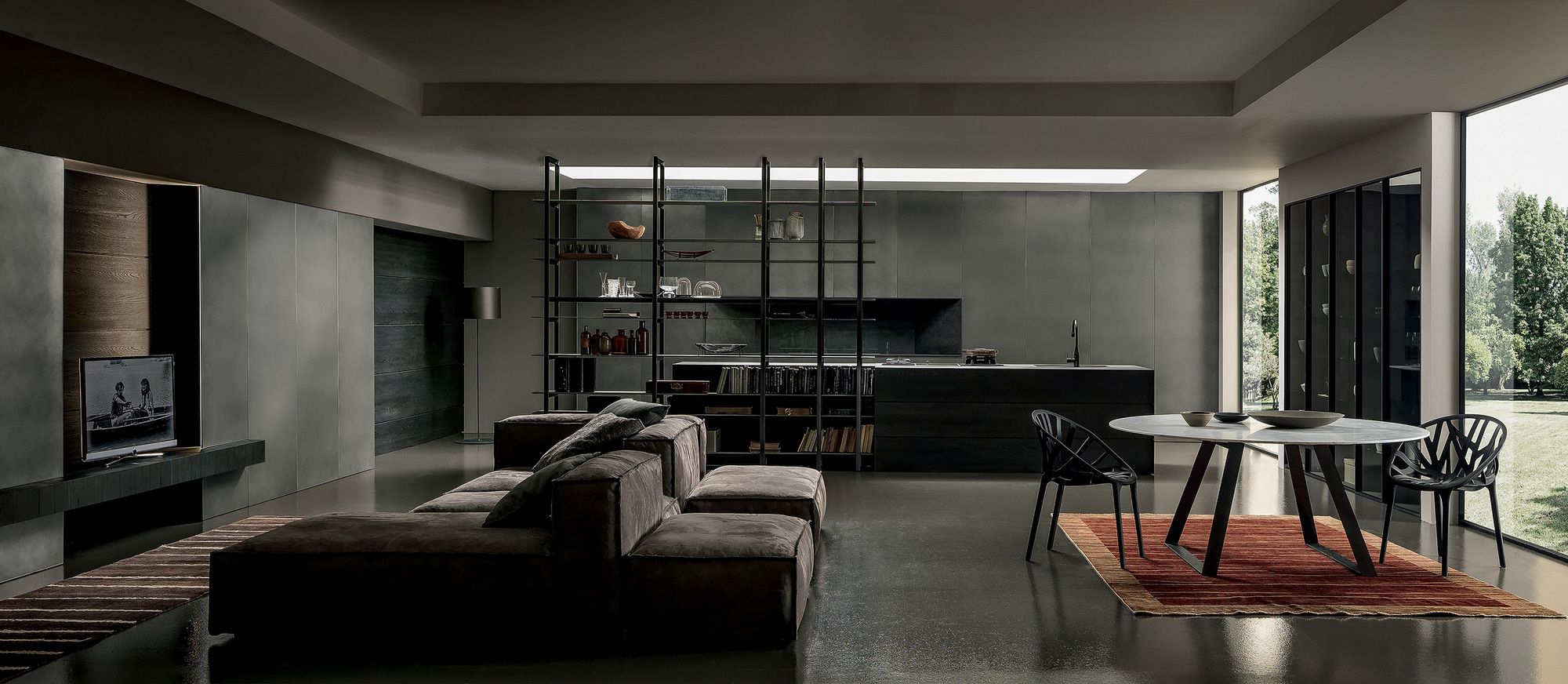 BLADE | Storage wall with integrated lighting Blade Collection By MODULNOVA