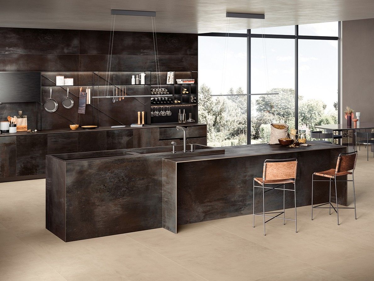 Porcelain stoneware wall tiles with metal effect BLAZE IRON By Atlas Plan