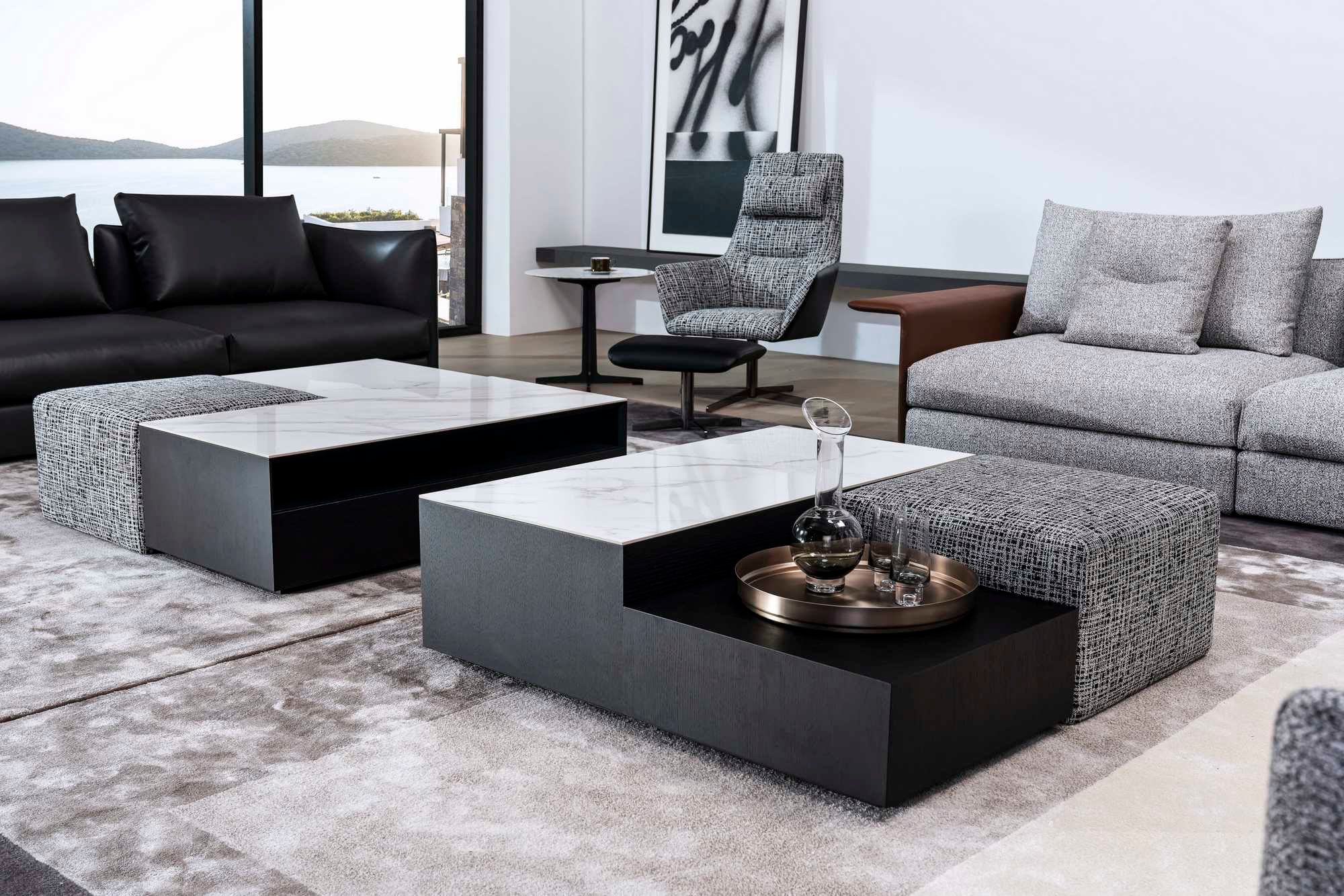 BLEND | Coffee table with storage space Modular Carrara marble coffee ...