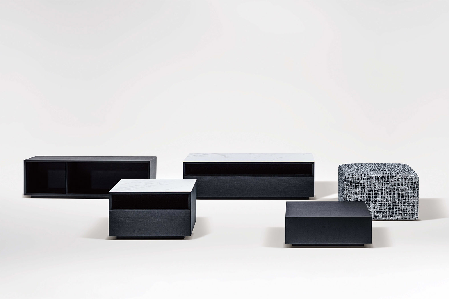BLEND | Coffee table with storage space Modular Carrara marble coffee ...