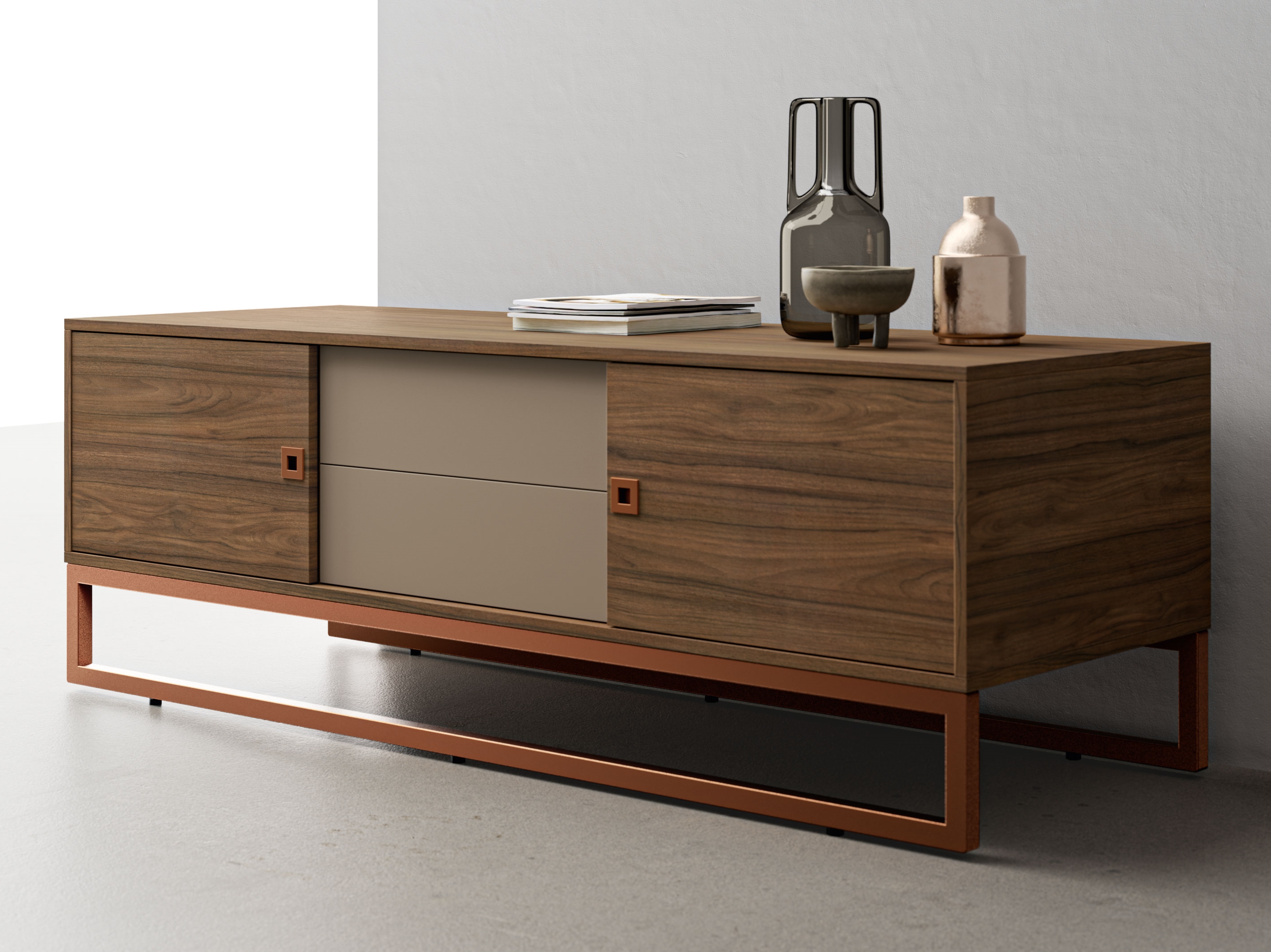 BOLD58 Low wooden office storage unit with hinged doors and drawers By ...