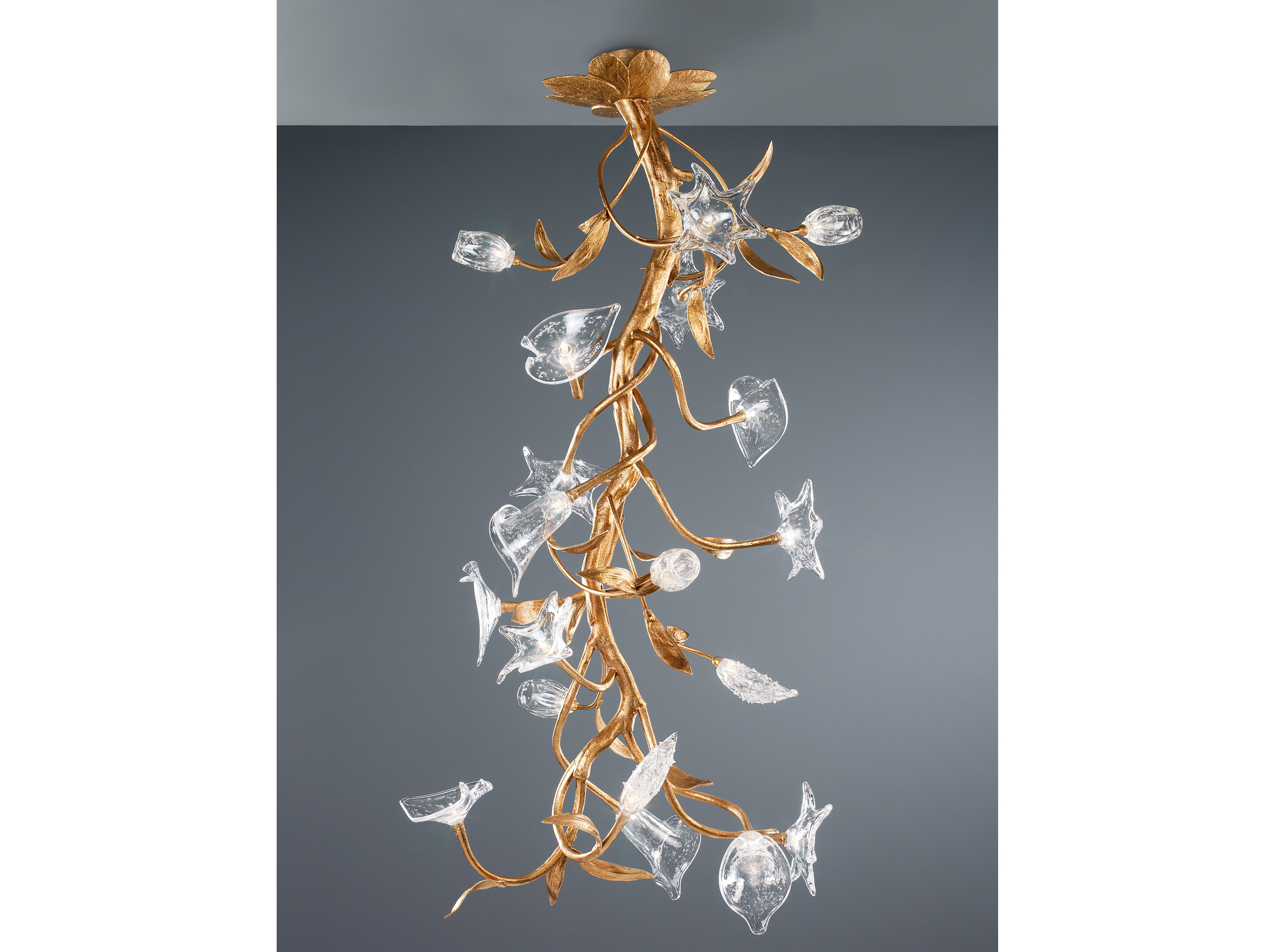 BOUQUET GARLAND Handmade bronze ceiling lamp By Serip