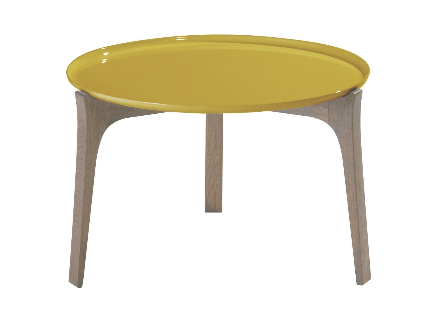 BOW Round coffee table with oak base and aluminum top By Roche Bobois ...