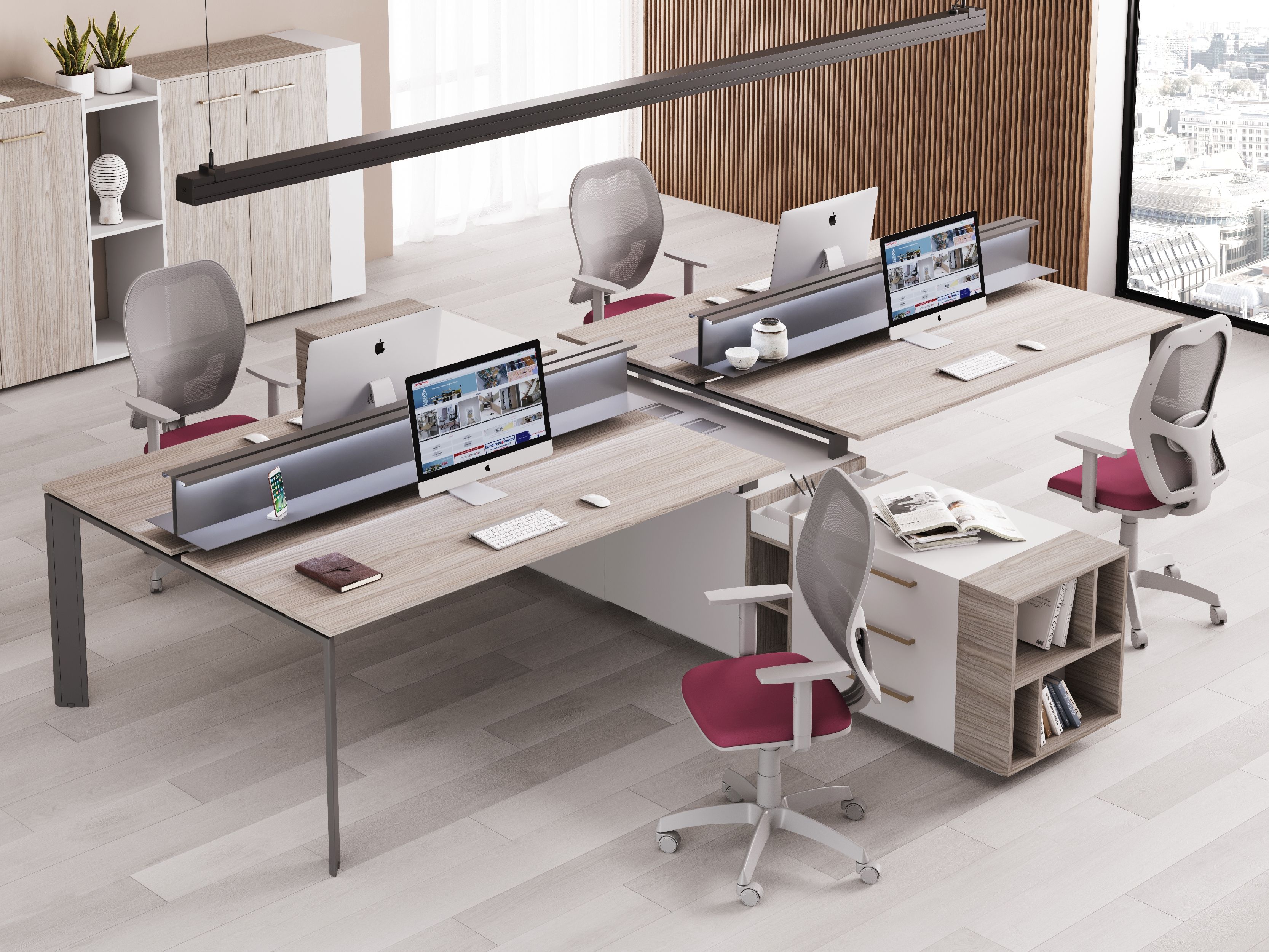 BRAMANTE Sectional multiple office desk with shelves By CUF Milano