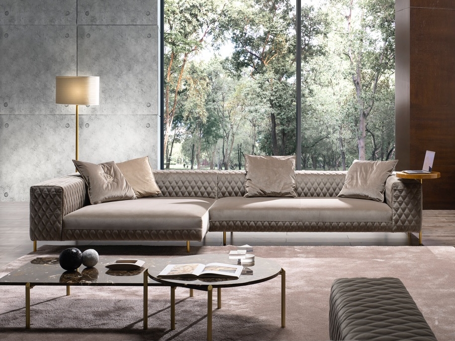 BRERA PLUS Sofá composable de terciopelo con chaise-longue By Former In ...