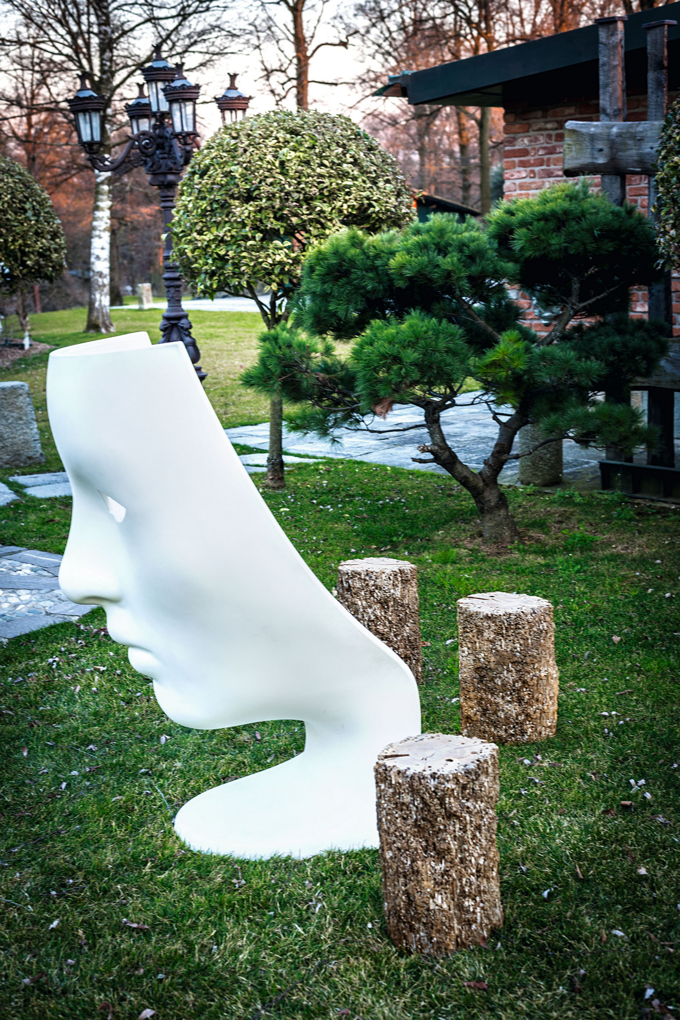 Low briccola wood garden stool BRICOLA VENEZIA By Riva 1920