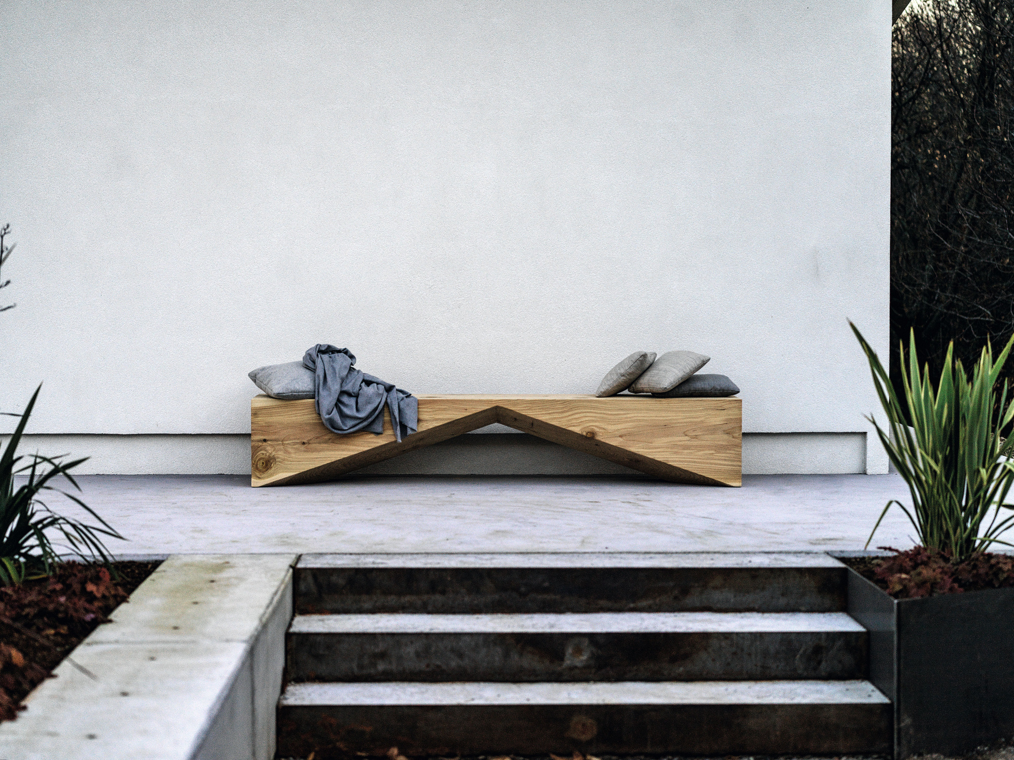 Solid Cedarwood bench BRIDGE By Riva 1920