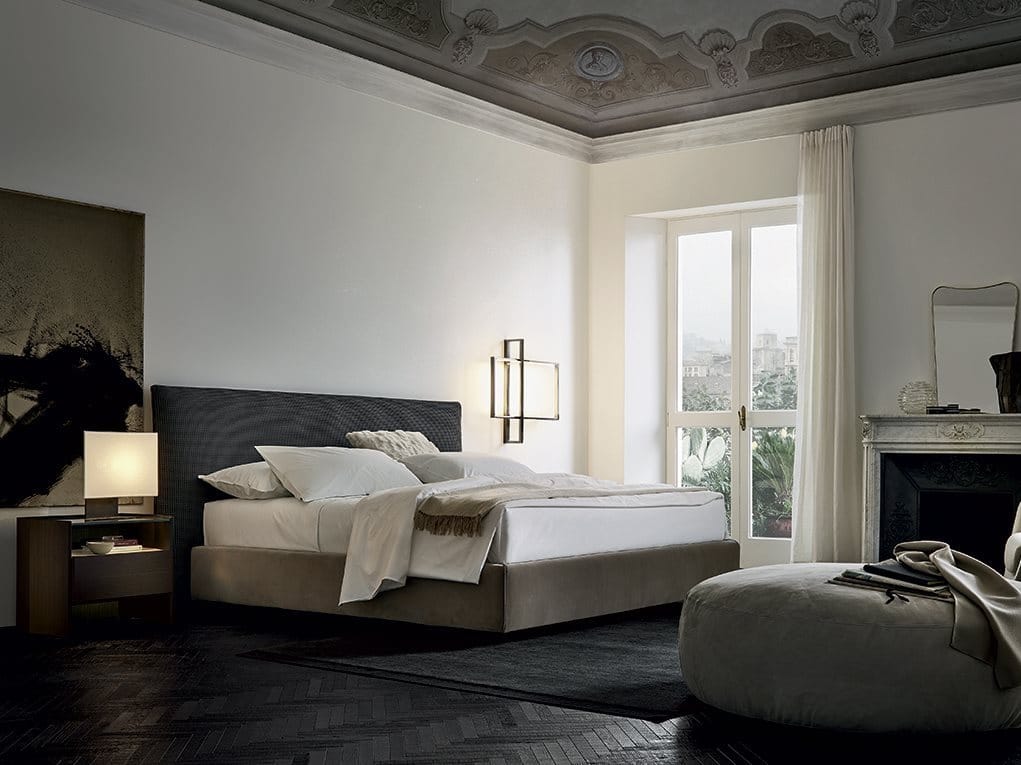 Upholstered double bed BRUCE By Poliform design Jean-Marie Massaud