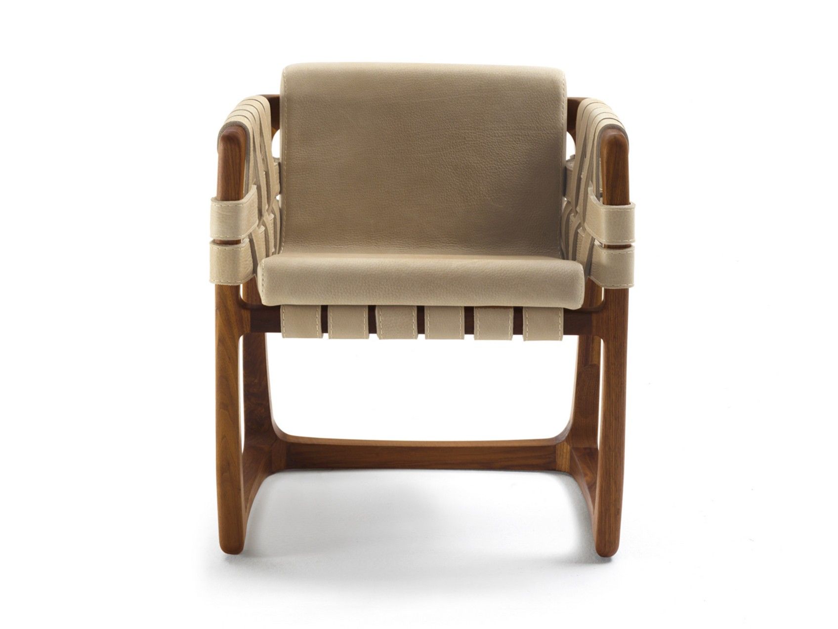 BUNGALOW DINING CHAIR Sled base leather and solid wood chair with ...