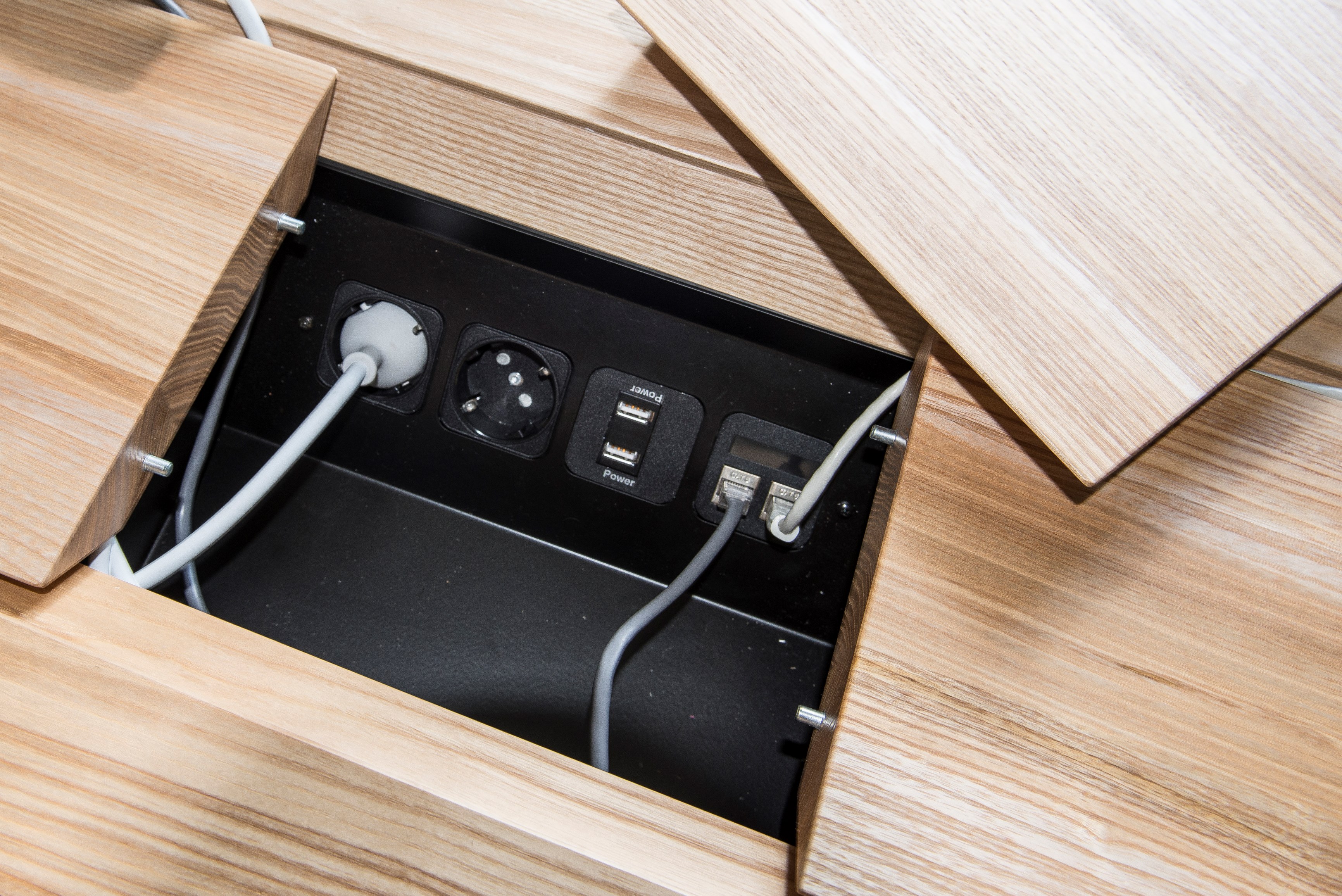 BuzziPicNic Meet Wooden office desk with cable management By BuzziSpace ...