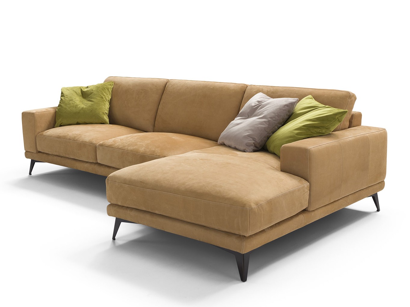 CAMELIA | Sofa with chaise longue Sectional leather sofa with chaise ...