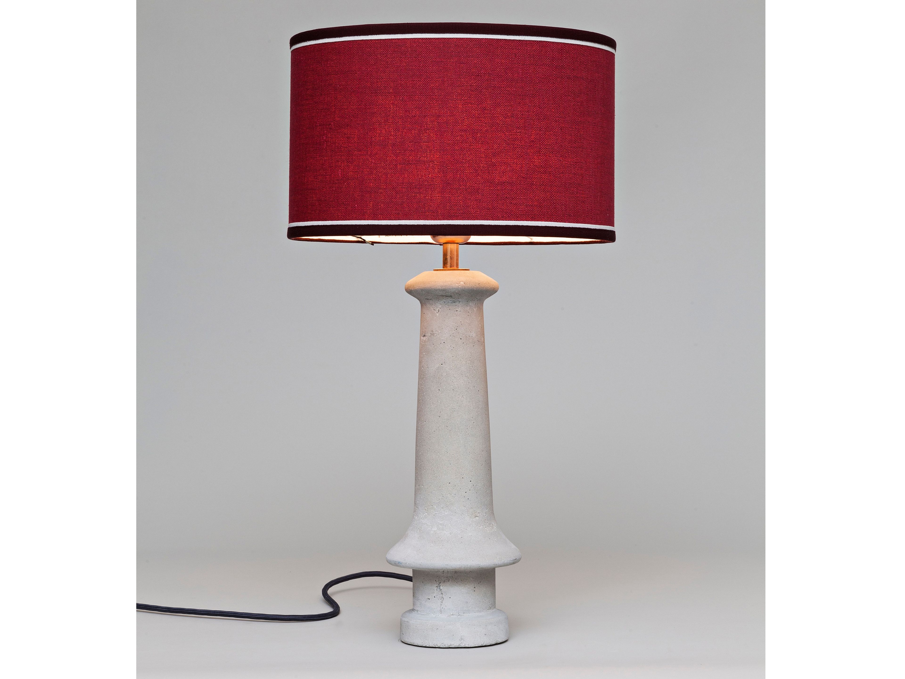 CEMENT | Table lamp Concrete table lamp with linen lampshade By SERVOMUTO