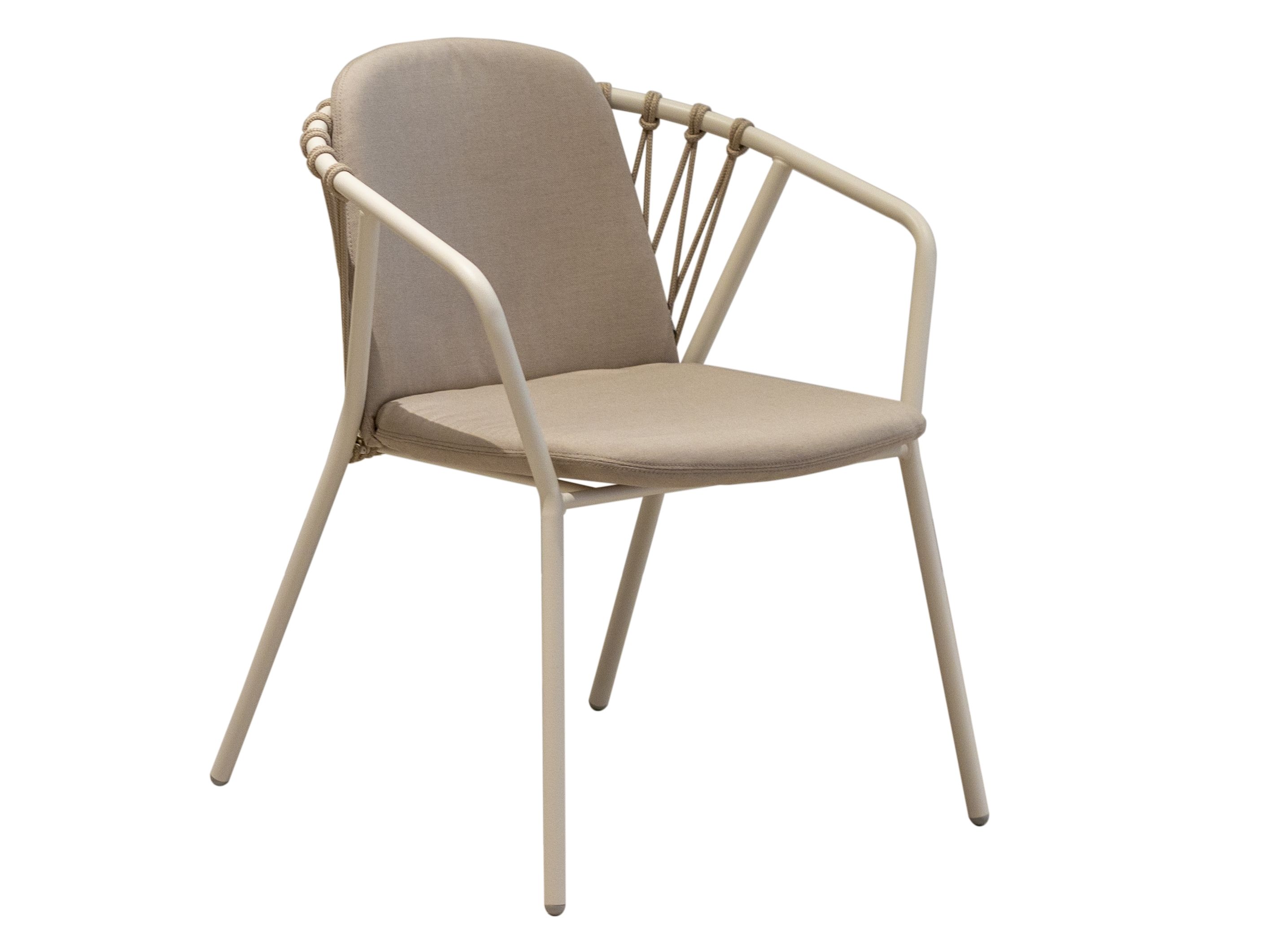 BAGA Stainless steel and rope garden chair with armrests By MUSOLA