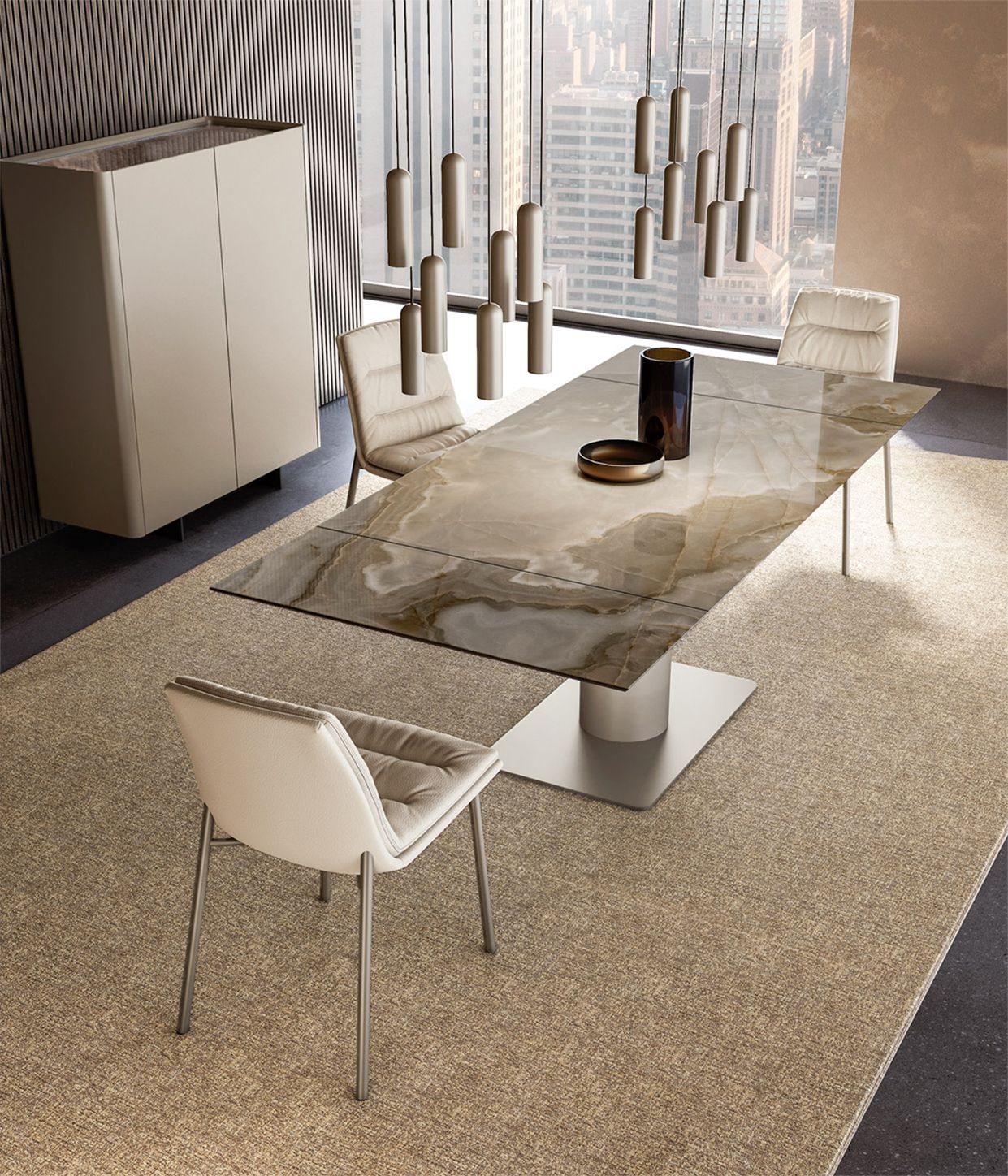 CILINDRO Extending rectangular ceramic table By EFORMA
