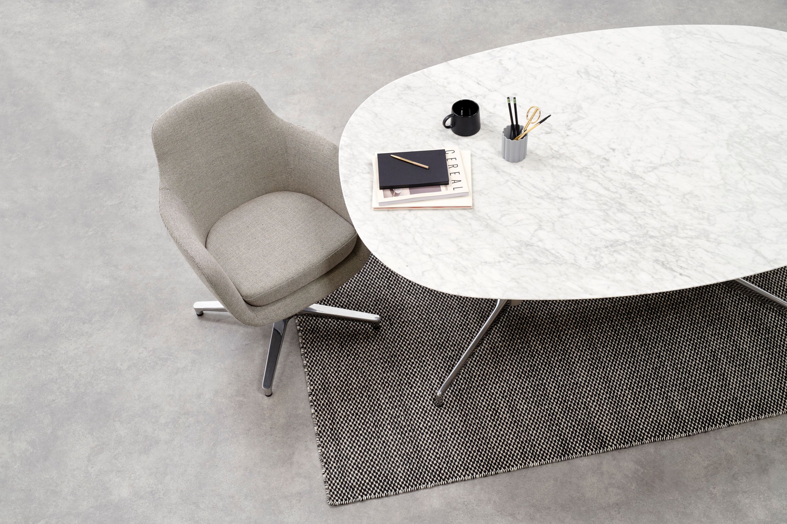 Oval marble meeting table with cable management CIVIC | Marble meeting ...