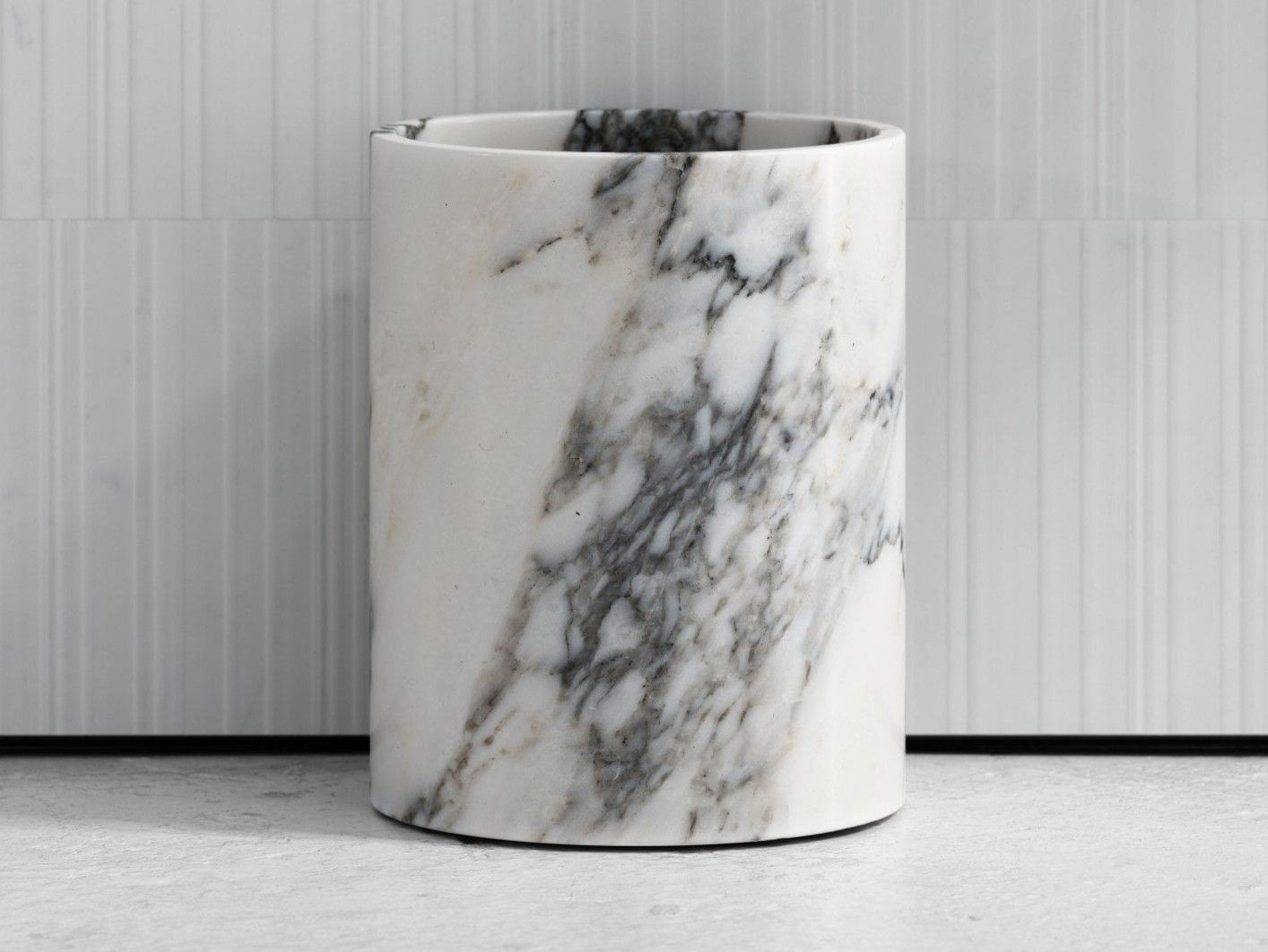 CLICHE | Arabescato marble bathroom waste bin Arabescato marble ...