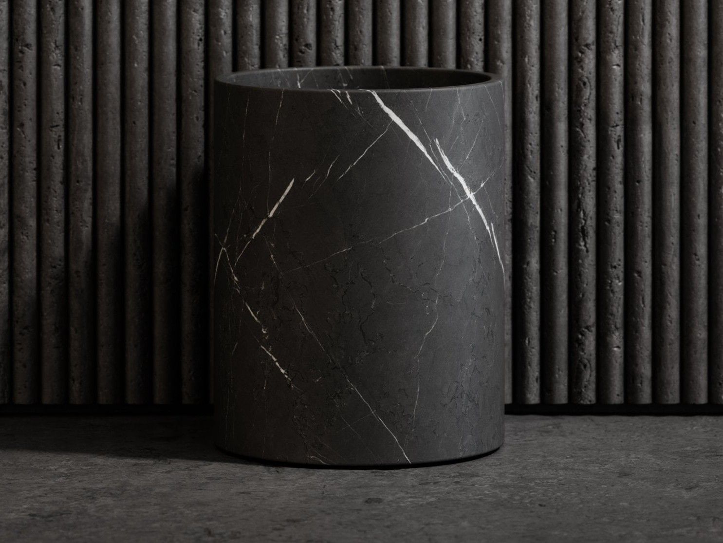 CLICHE | Pietra Grey marble bathroom waste bin Pietra Grey marble ...