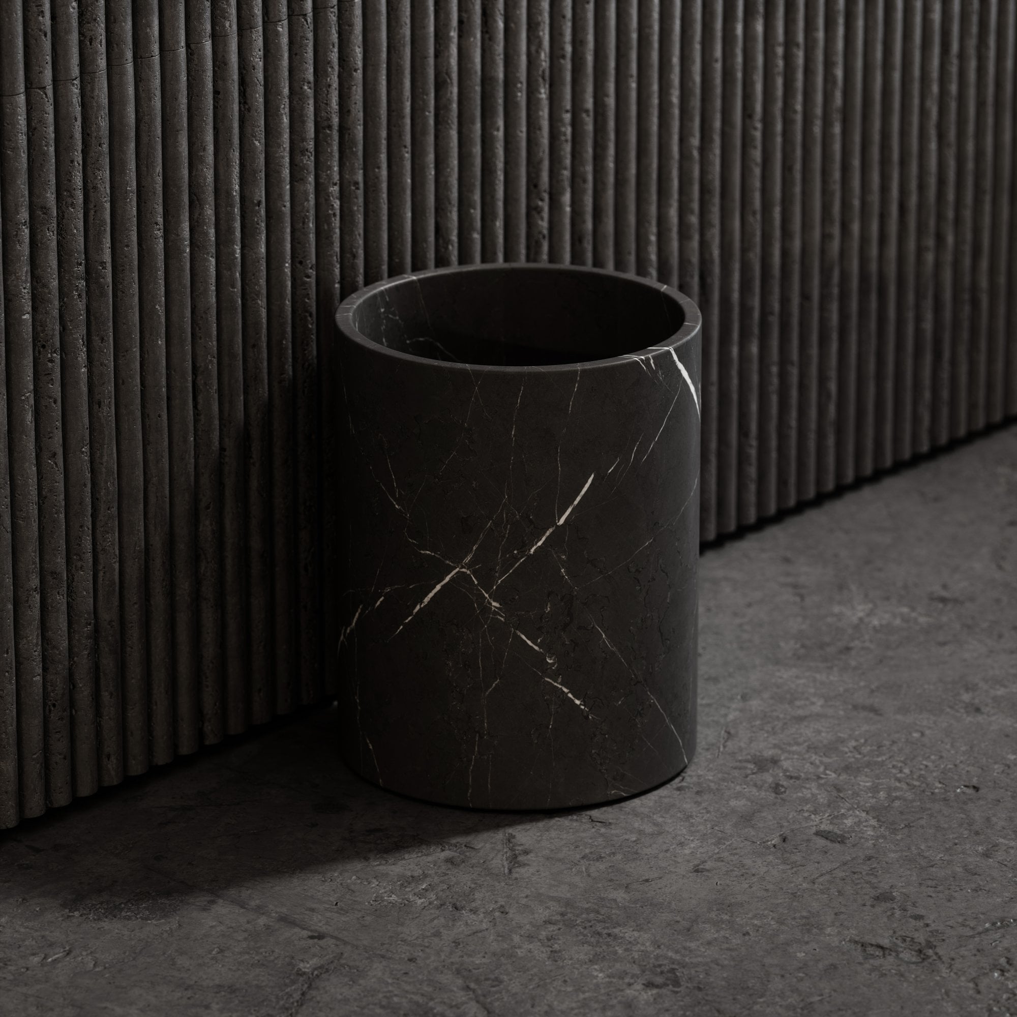 CLICHE | Pietra Grey marble bathroom waste bin Pietra Grey marble ...