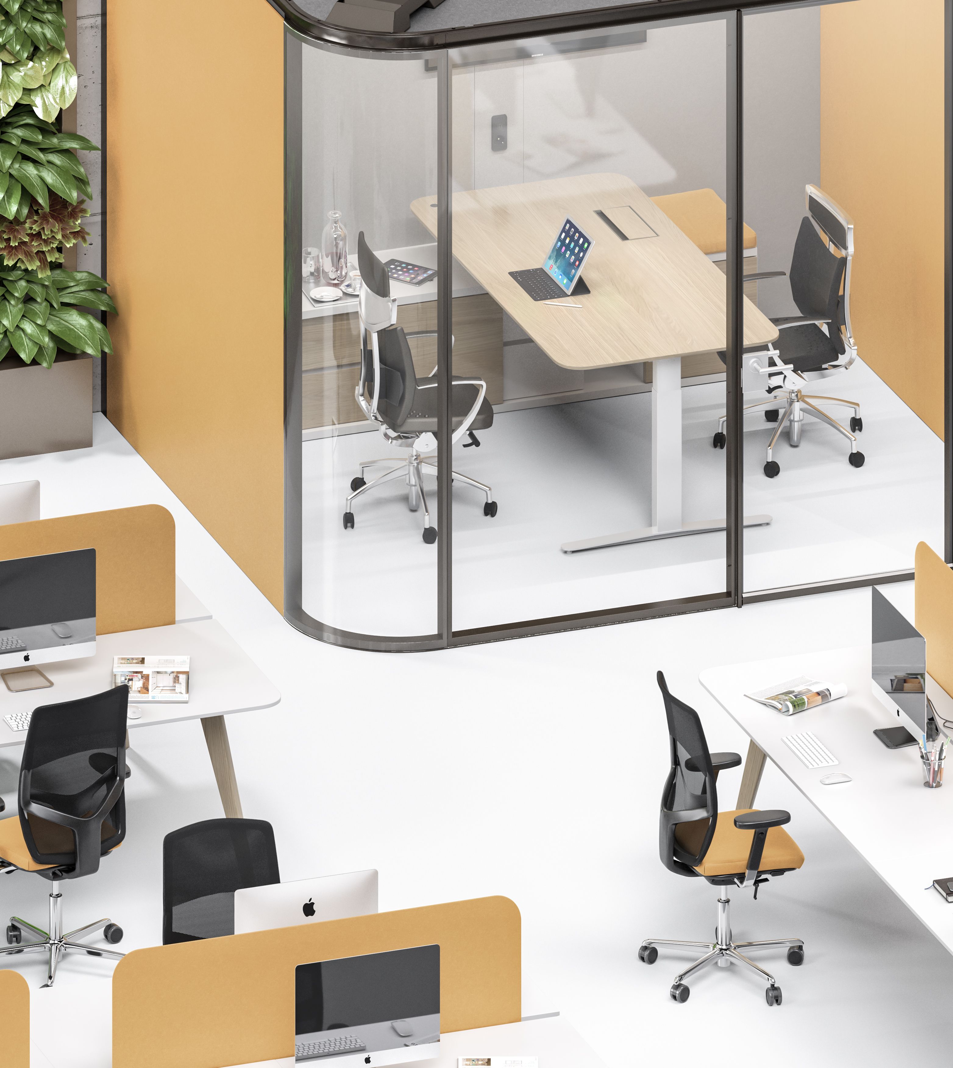 Cabine de bureau acoustique murale en tissu COLLABORATIVE ROOM W By ESTEL GROUP design Metrica