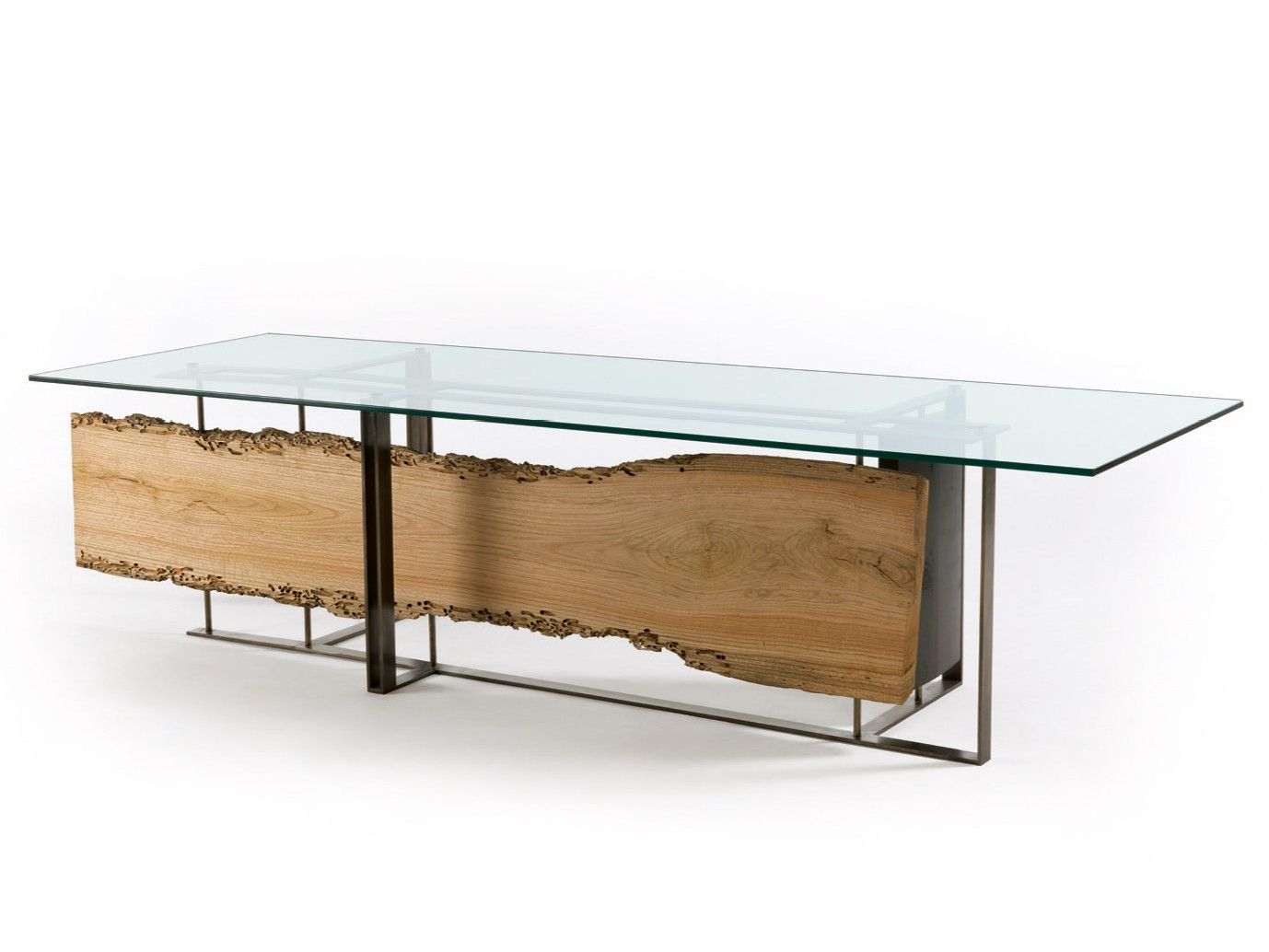 Rectangular wood and glass table CORNICE By Riva 1920 design Luca ...
