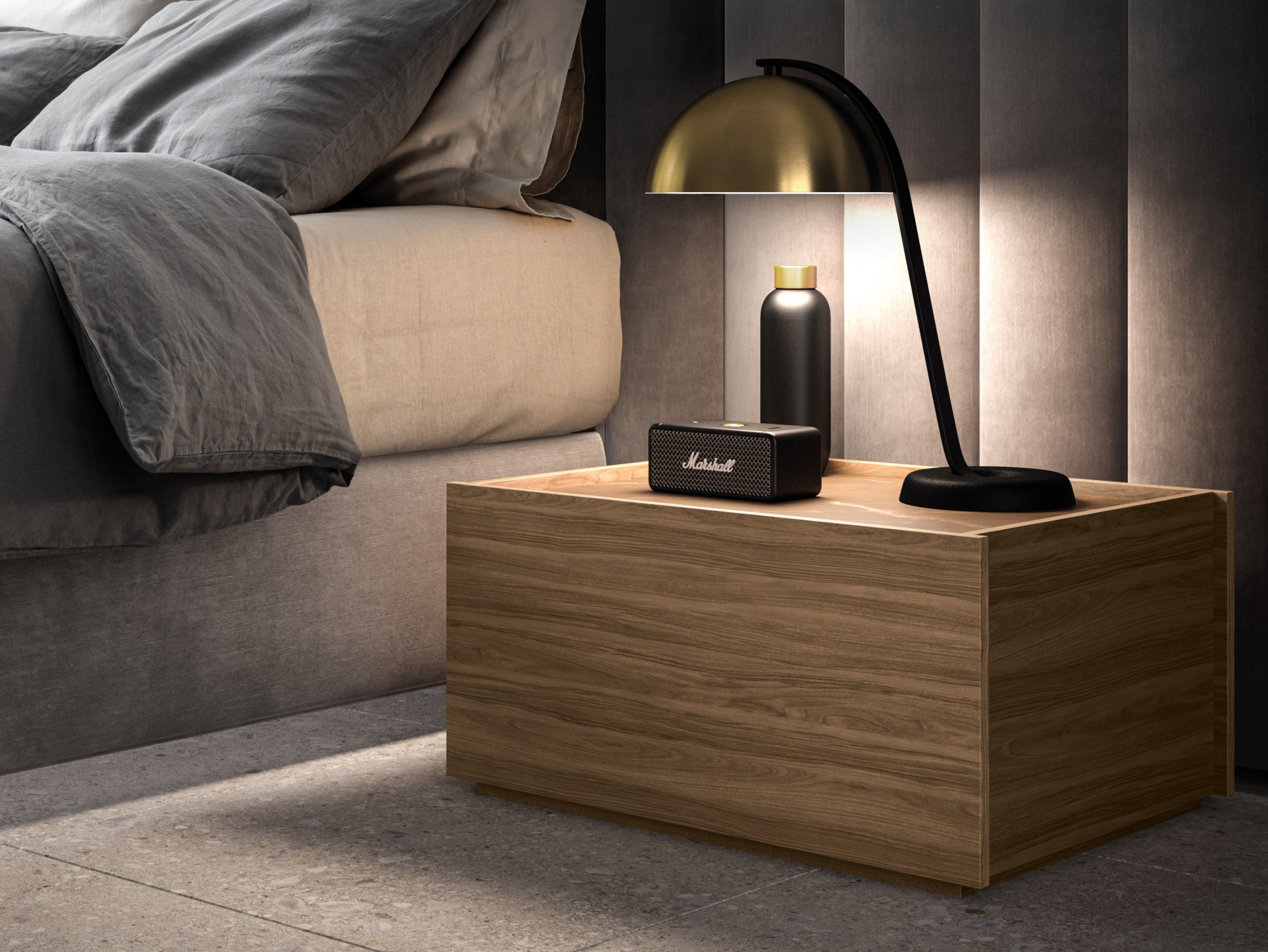 NIGHT COMPLEMENTS Rectangular wooden bedside table with drawers By Kico