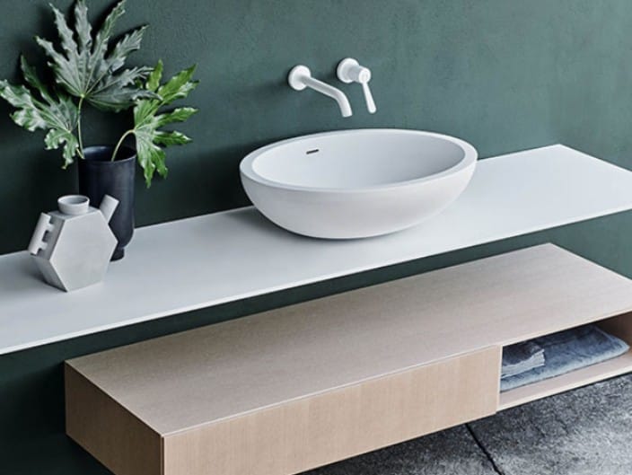 SPOON XL Countertop oval Cristalplant® washbasin By Agape