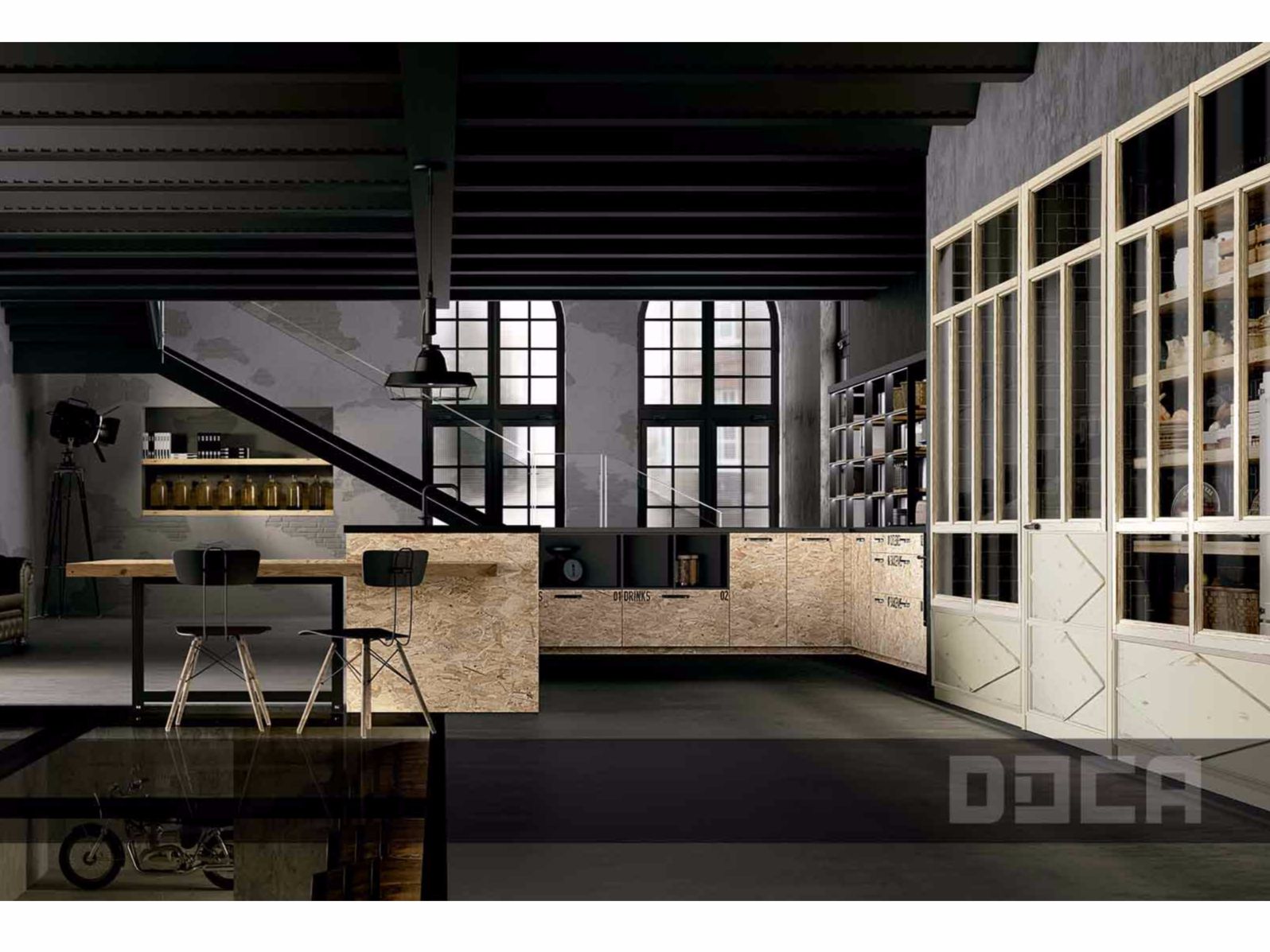 Fitted kitchen with handles CRAFT SHAVING / SEDAMAT OCEANIC By Doca