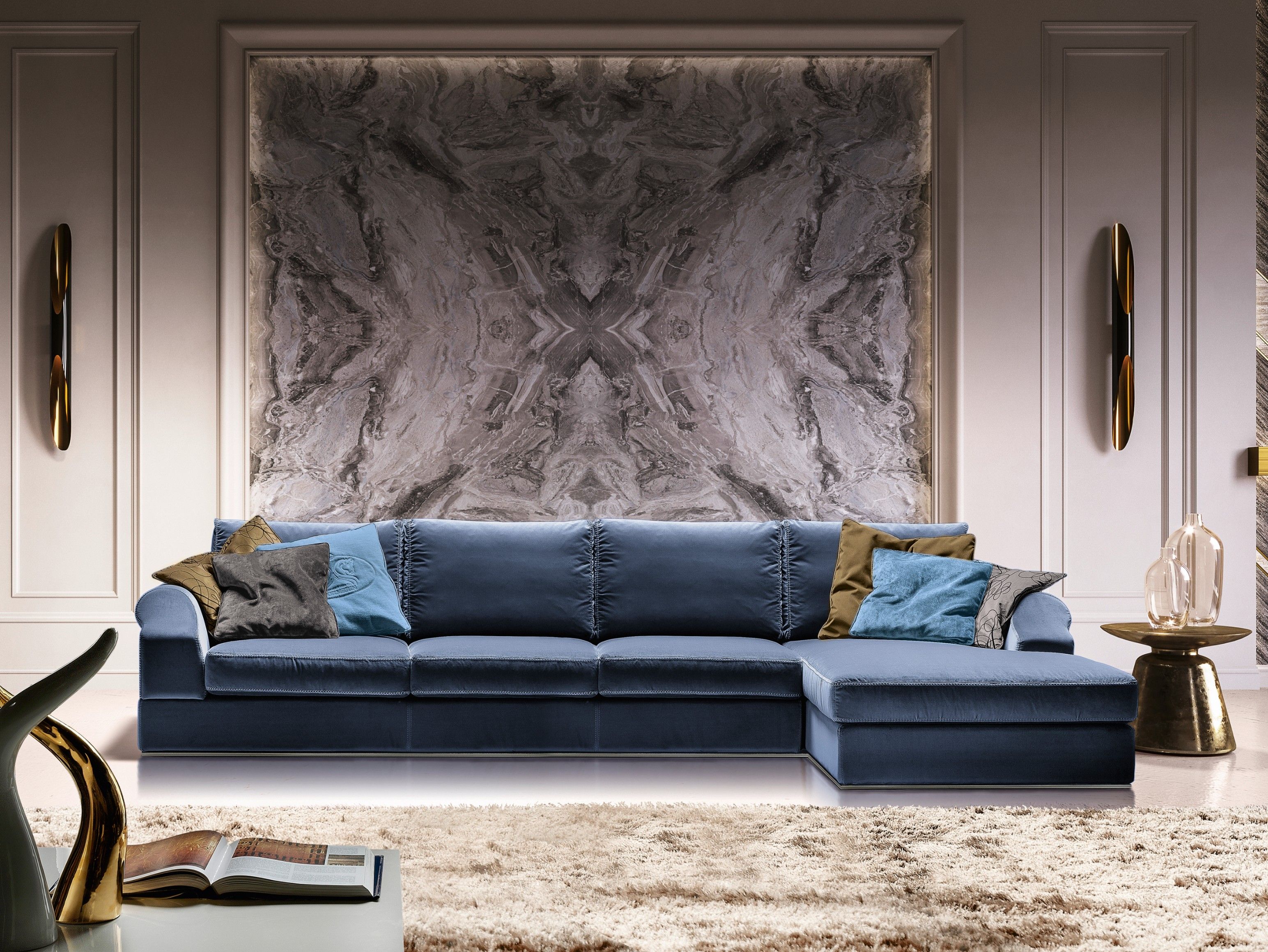 DANDY EVO Fabric sofa with chaise longue By Former In Italia