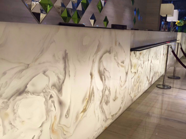 FAUX TRANSLUCENT STONE | Office reception desk Faux Translucent Stone ...