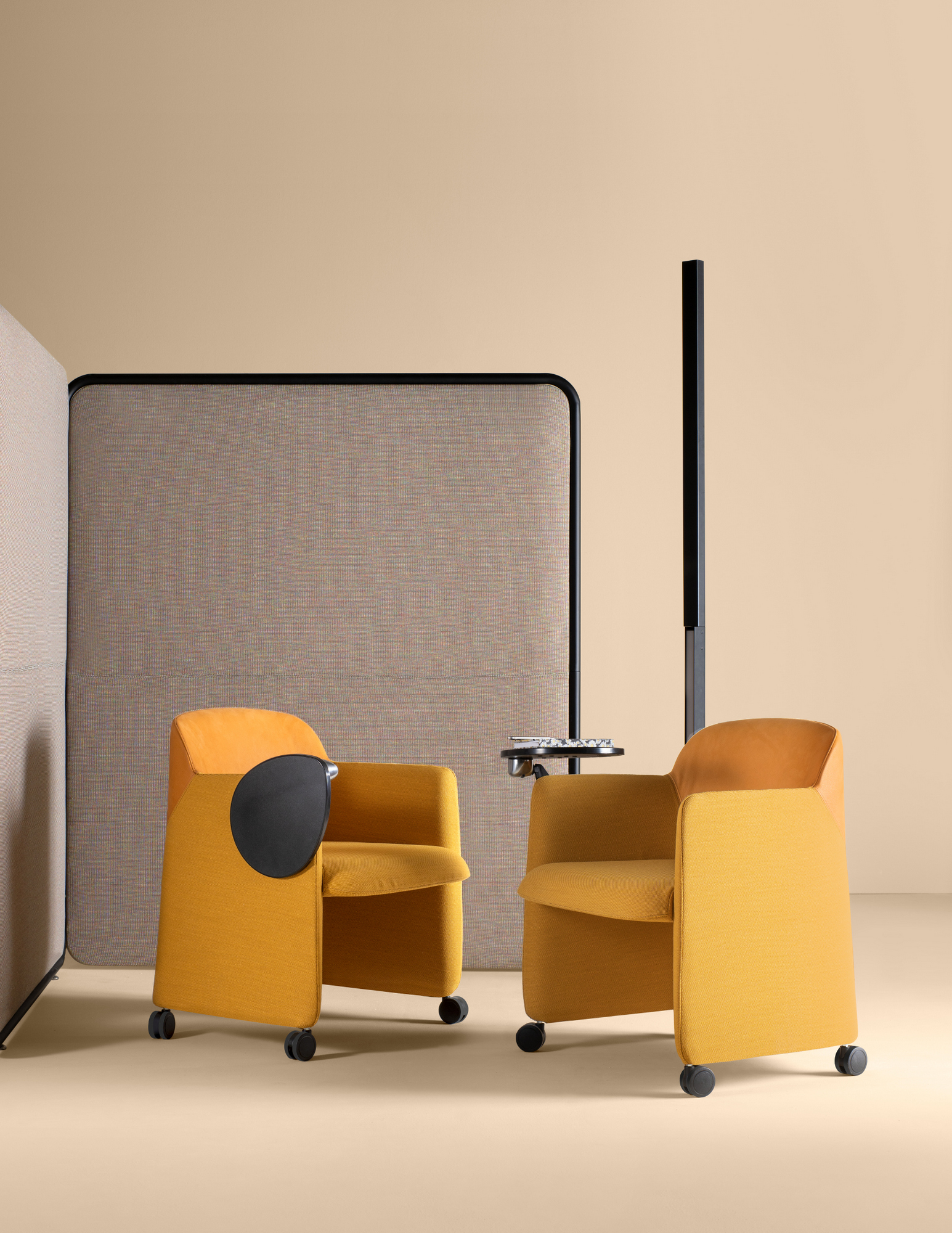 DEEP TUBE | Easy chair with castors Fabric easy chair with castors with ...