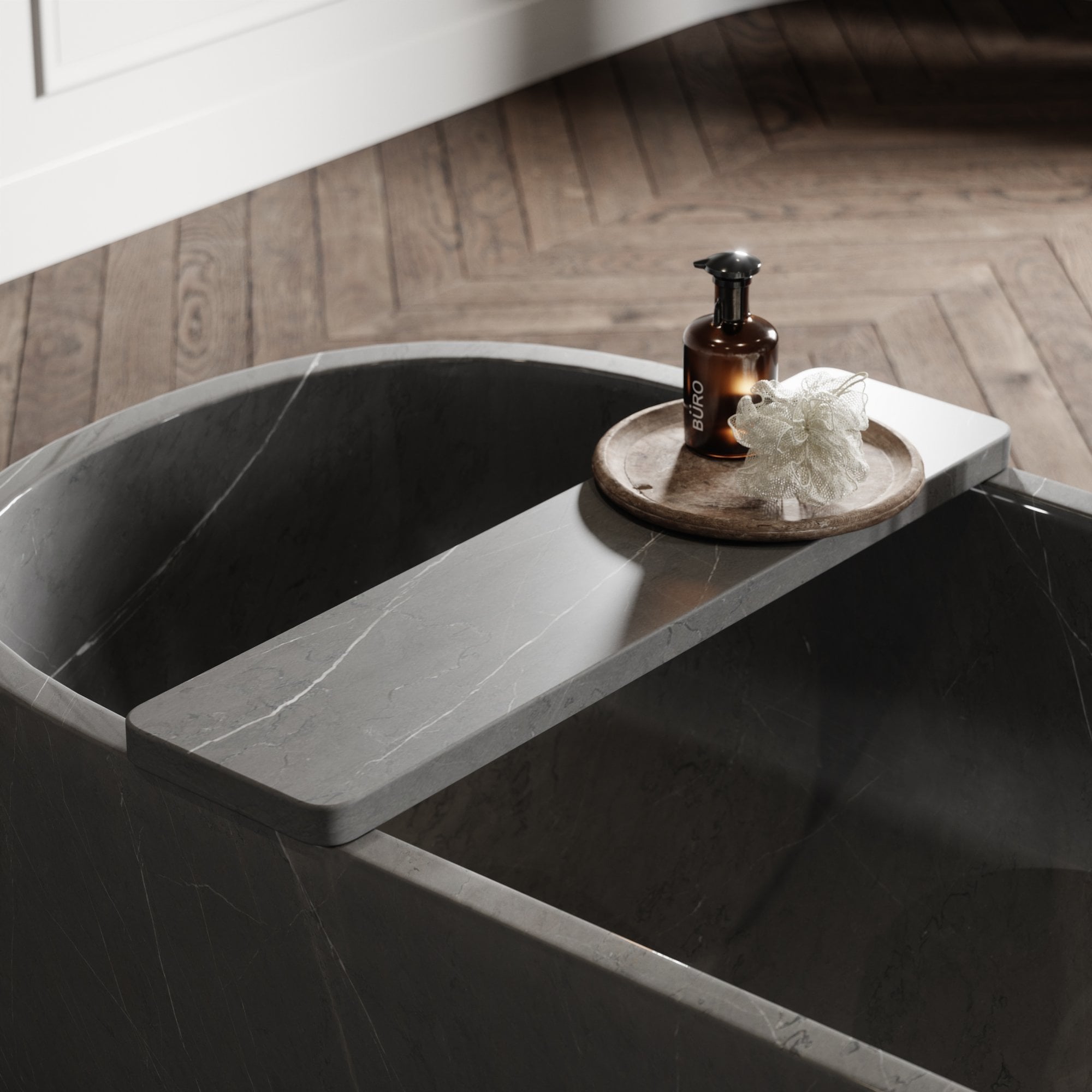 DESIGNO Freestanding oval Pietra Grey marble bathtub By LUSSO