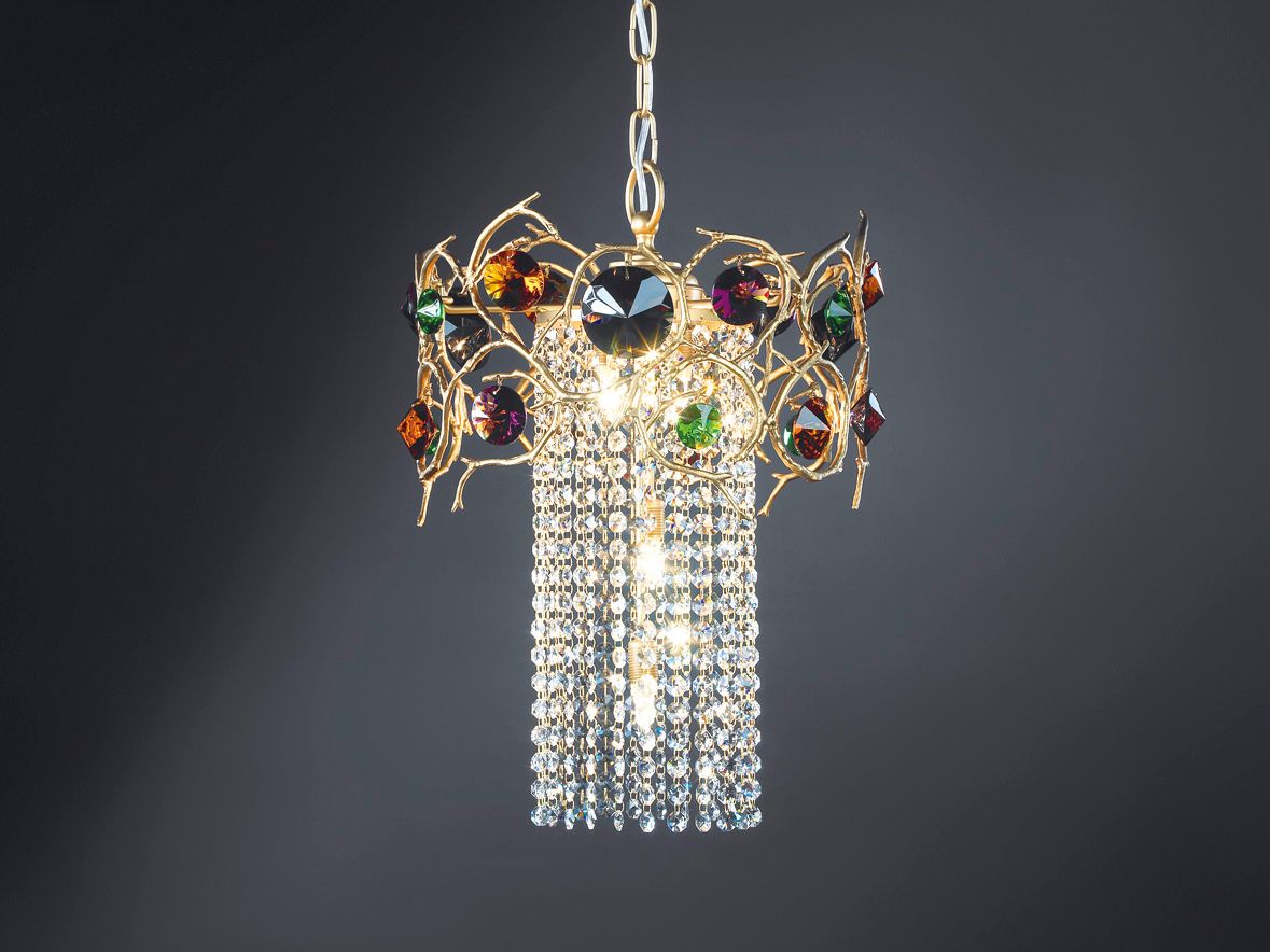 DIAMOND CLEOPATRA SMALL Halogen pendant lamp with crystals By Serip