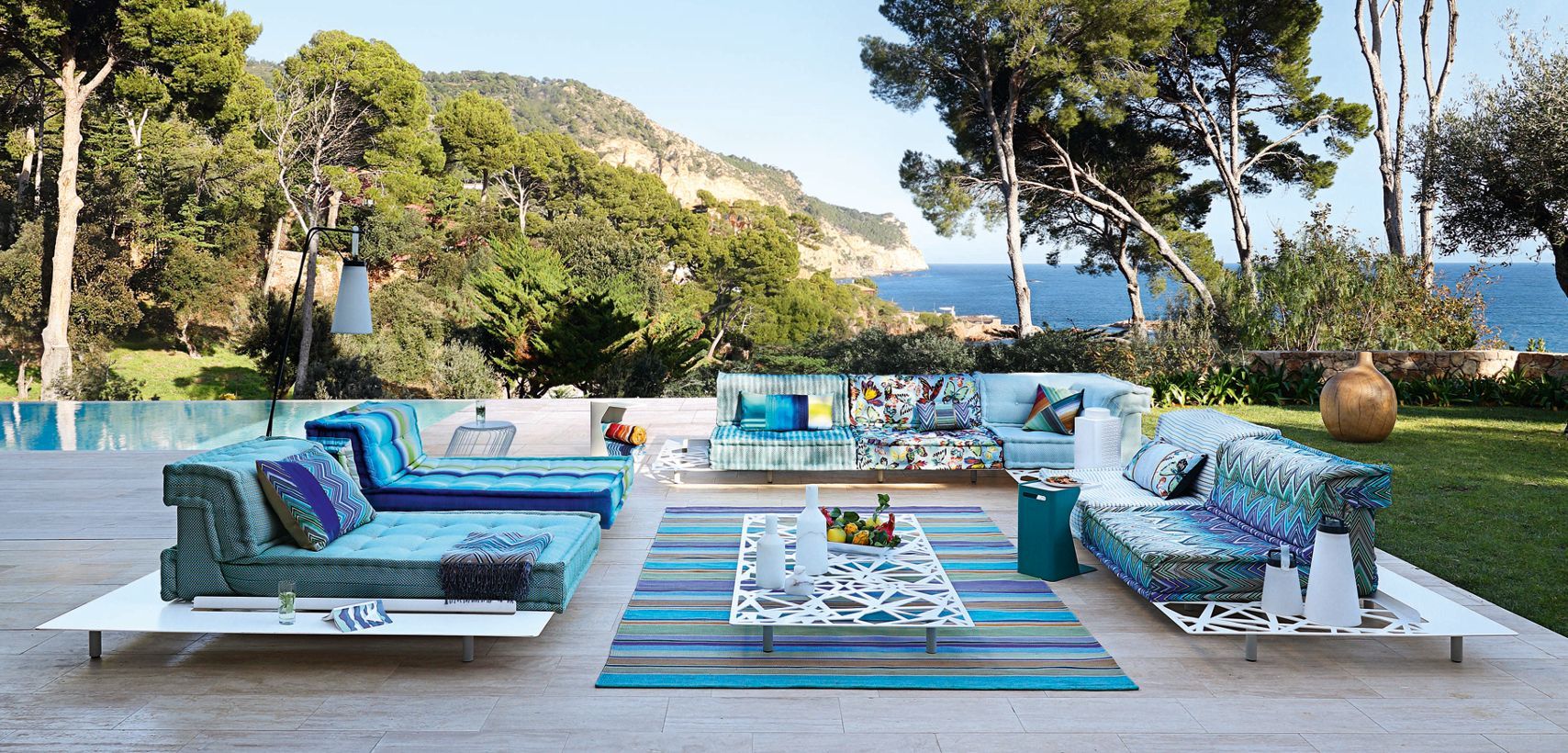 Rectangular steel garden side table with Corian® top DOC OUTDOOR By ...