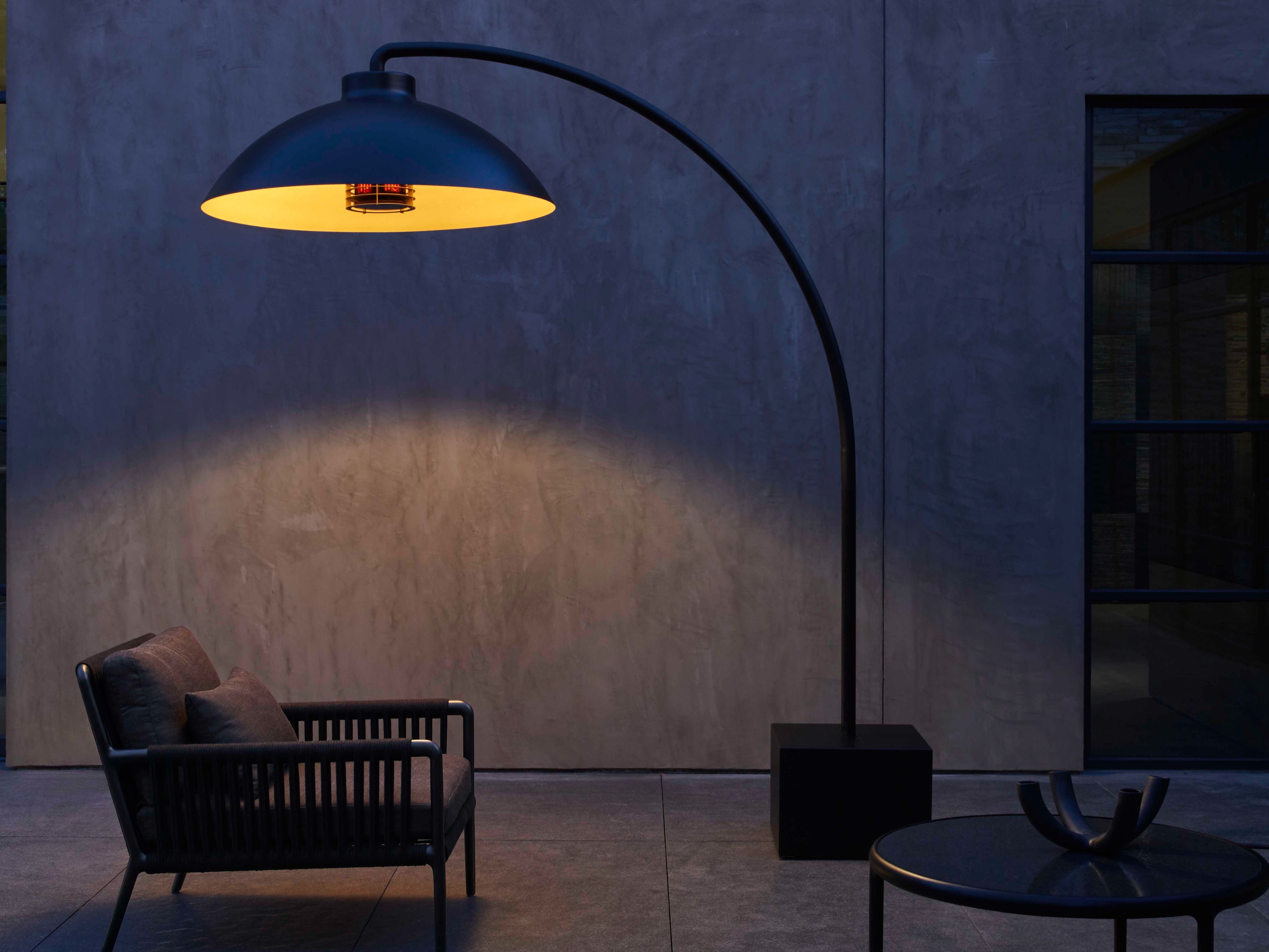 Outdoor aluminum and stainless steel floor lamp with heater DOME FLOOR ...