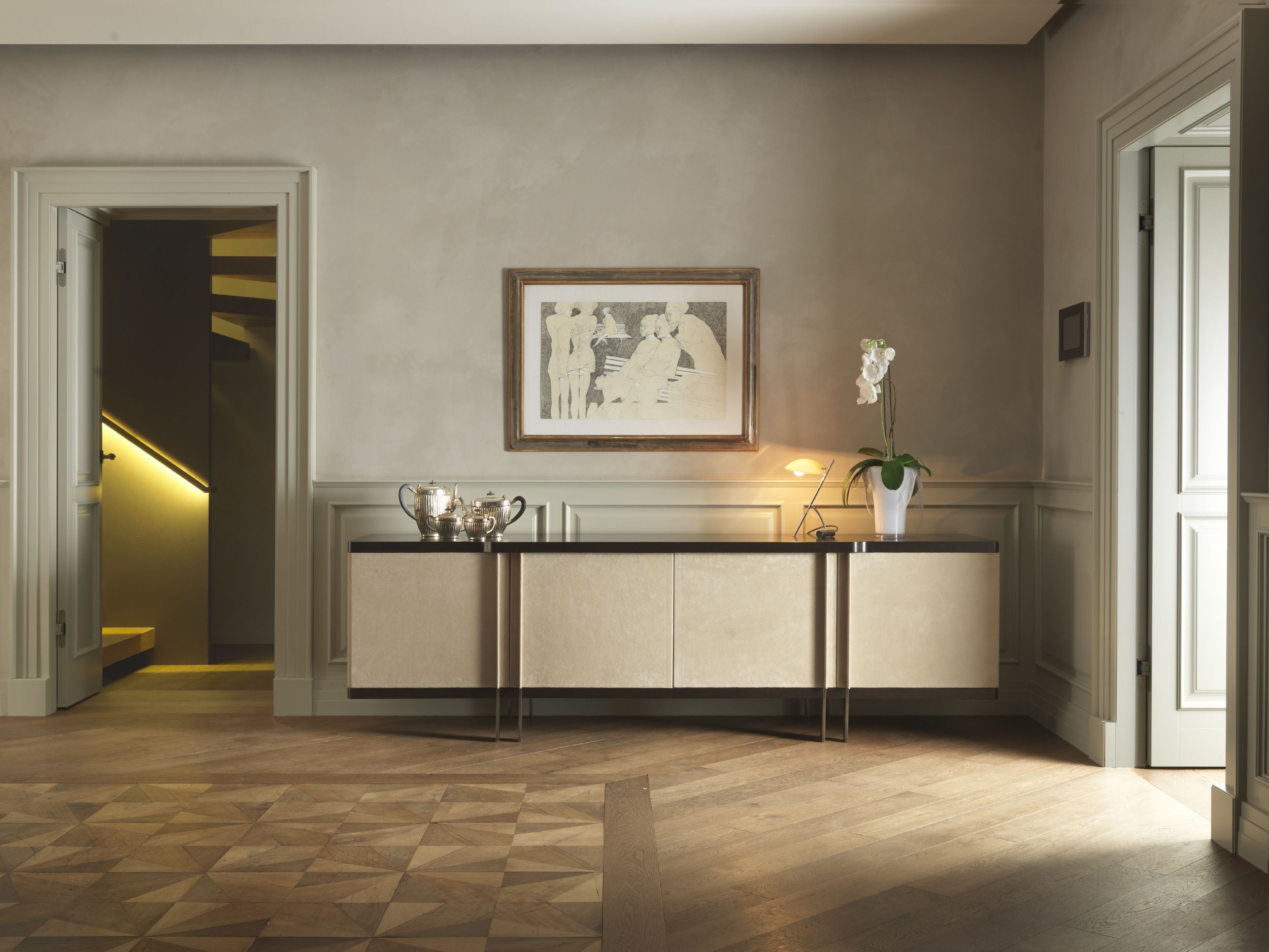 Wooden and leather sideboard with doors DORAL By SELVA