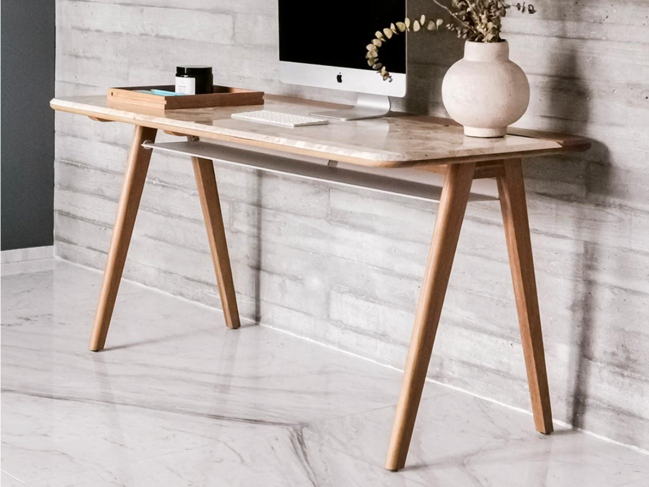 DRAFT DESK KUNIS BRESCIA Rectangular desk in wood and marble By Maami ...