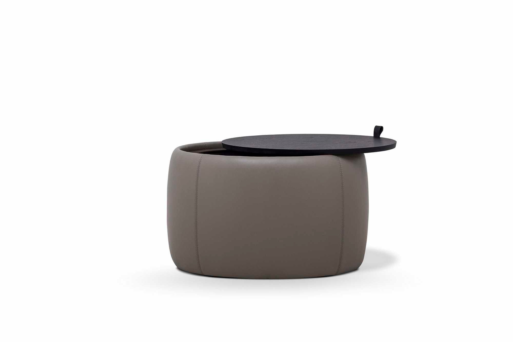 Leather coffee table with castors DRUM By CAMERICH