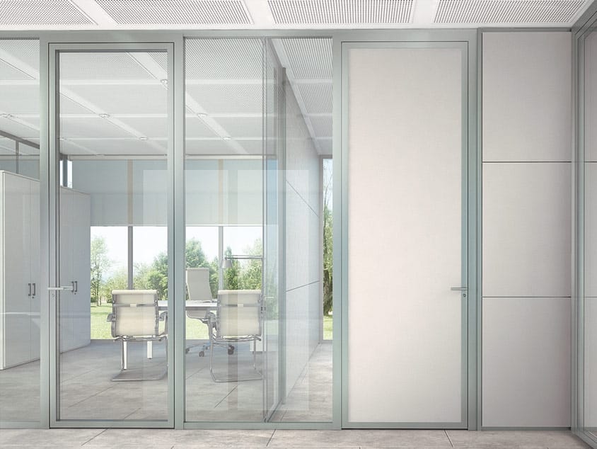 Partition wall with coordinated frames DUAL GLASS By Metalglas Bonomi