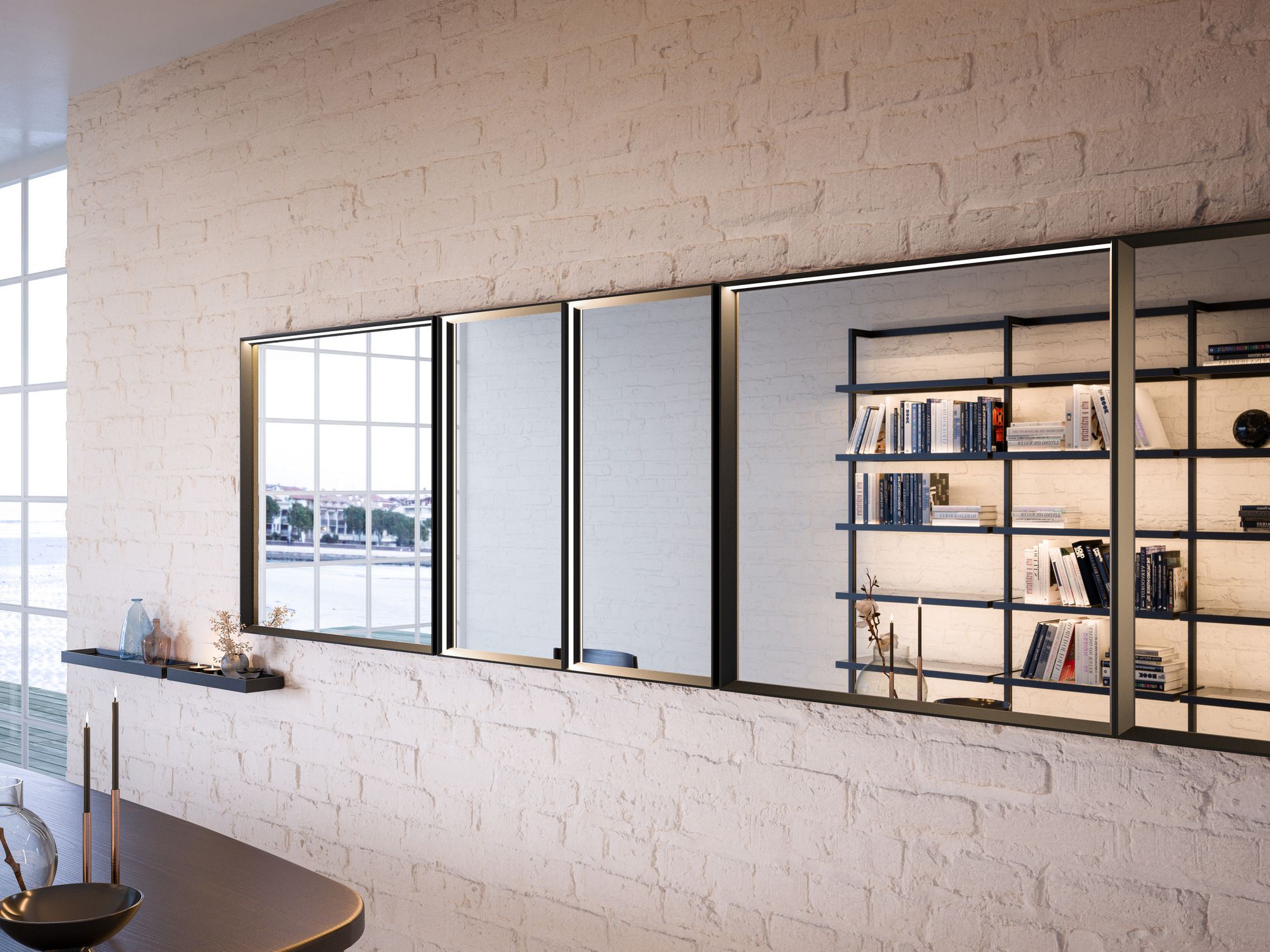Wall-mounted mirror with integrated lighting EASY MIRROR EasyMirror ...