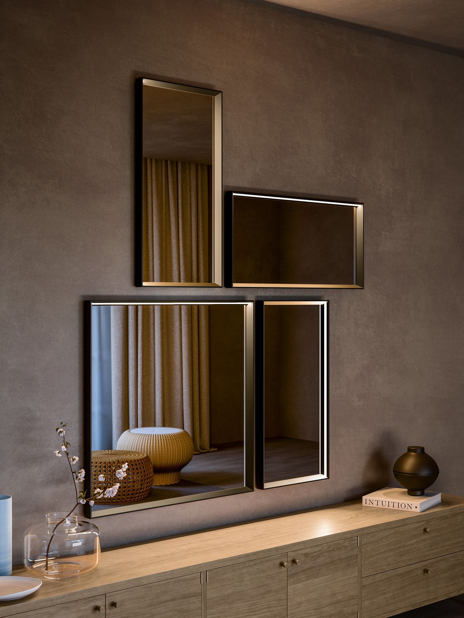 Wall-mounted mirror with integrated lighting EASY MIRROR EasyMirror ...