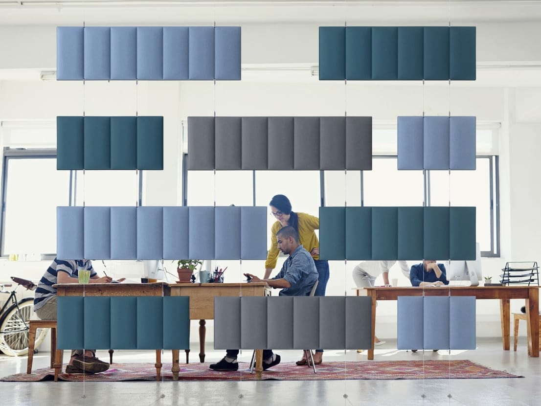 Polyester fibre acoustic baffles ECODESK BAFFLE COMPOSITION ECOrange ...